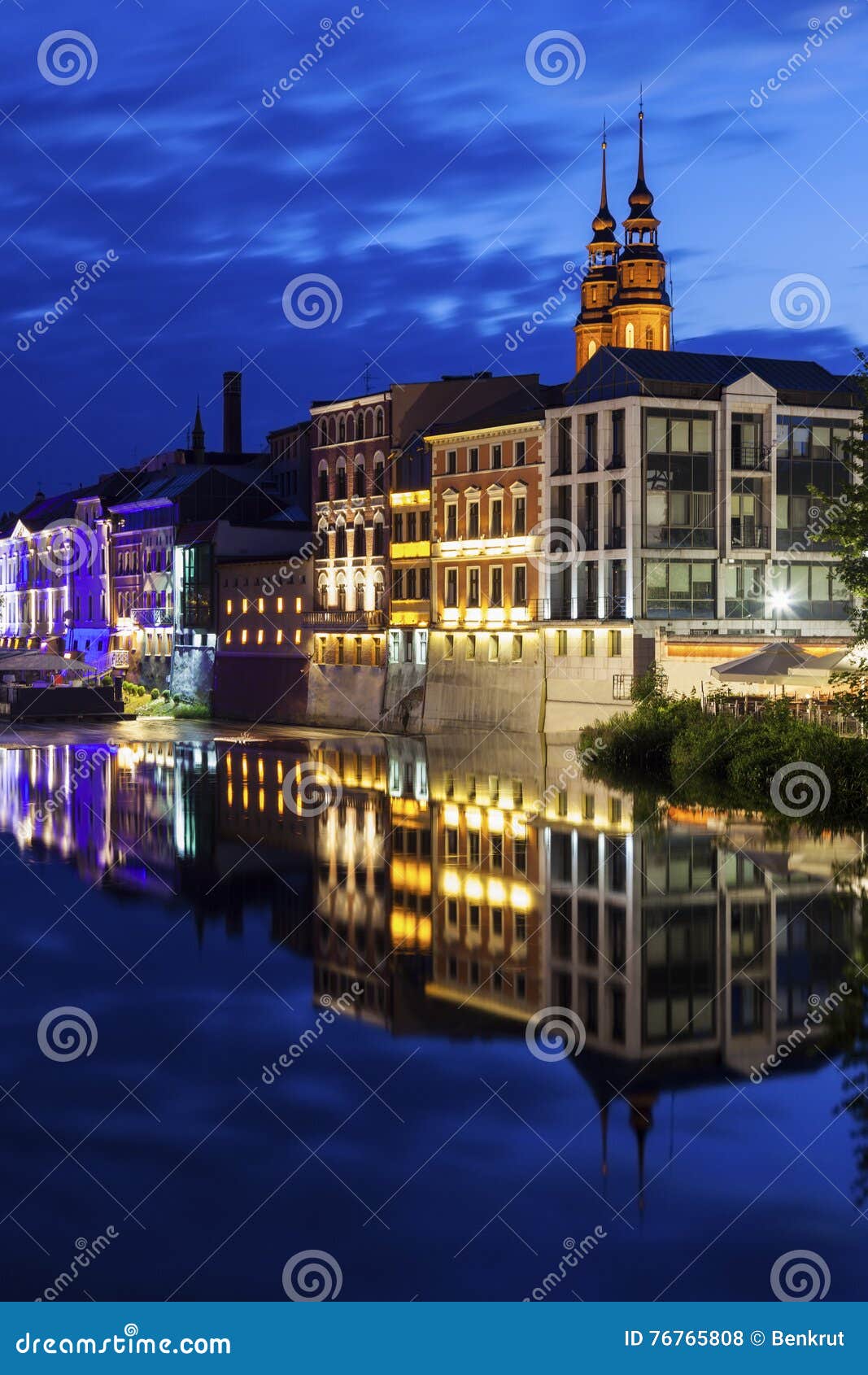 Old Town of Opole Across Oder River Stock Photo - Image of religion ...