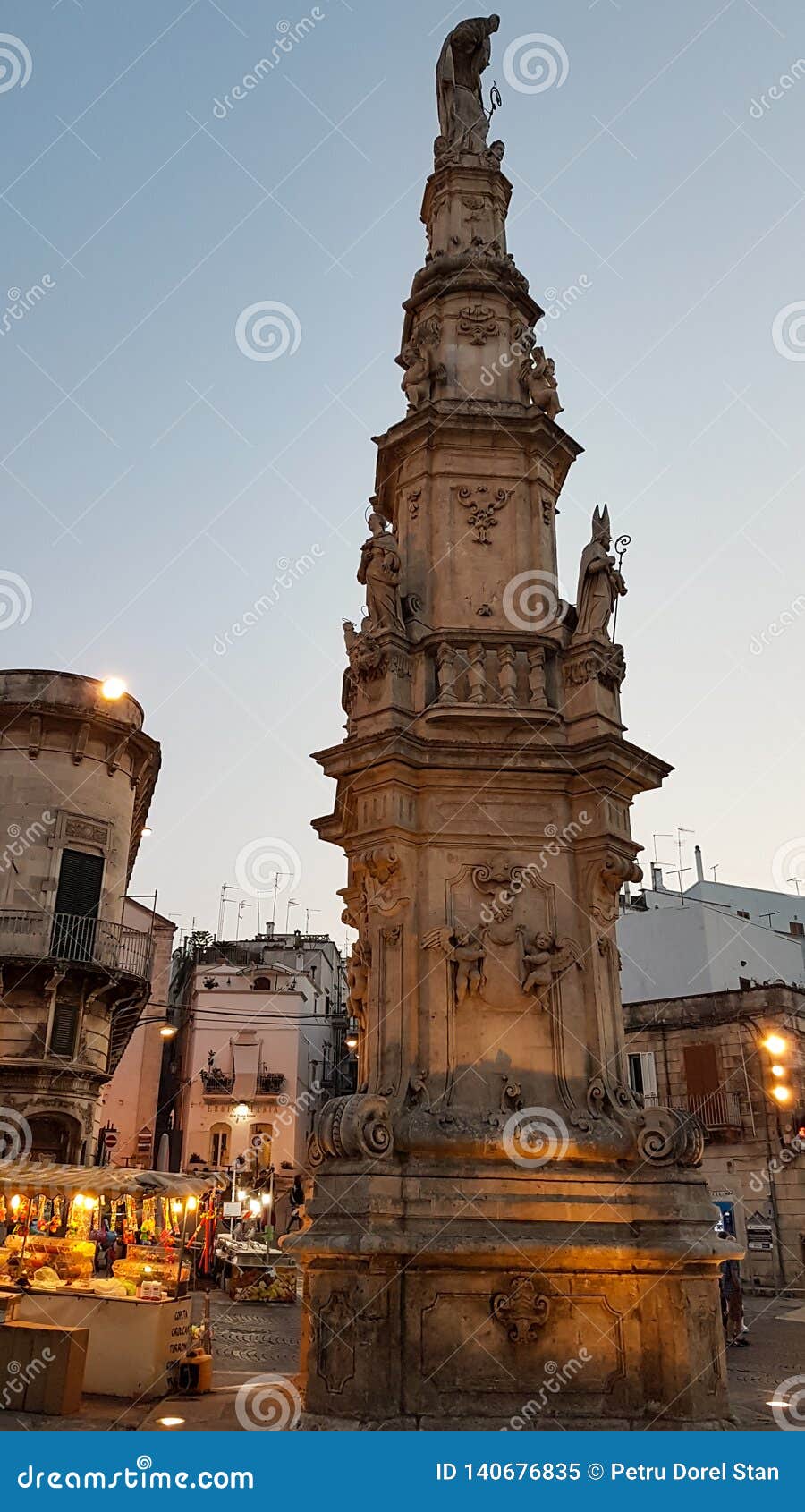 The Old Town of Ostuni, Italy, in the Night Editorial Image - Image of ...