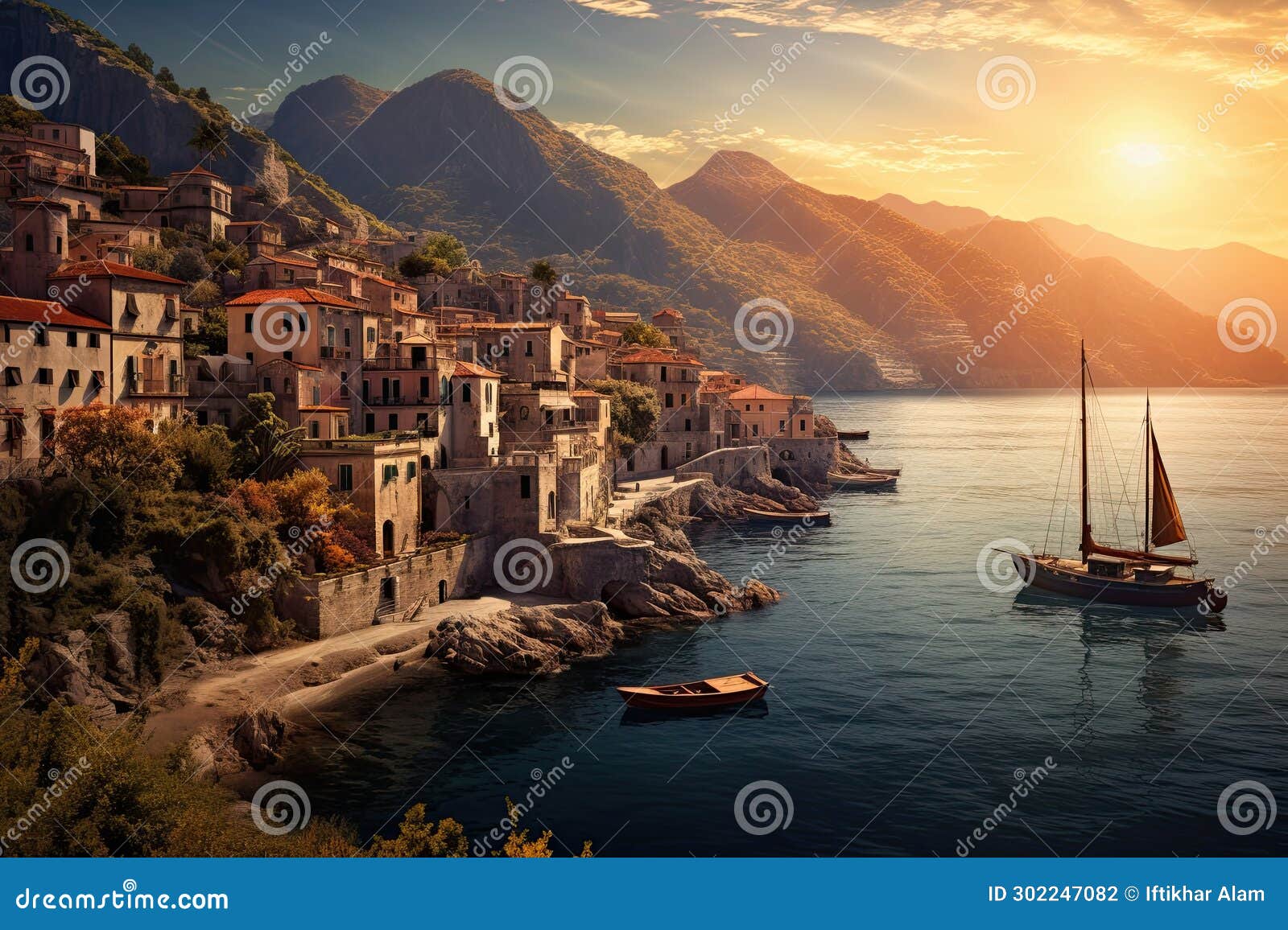 Old Town of Perast at Sunset. Montenegro, Europe, AI Generated Stock ...