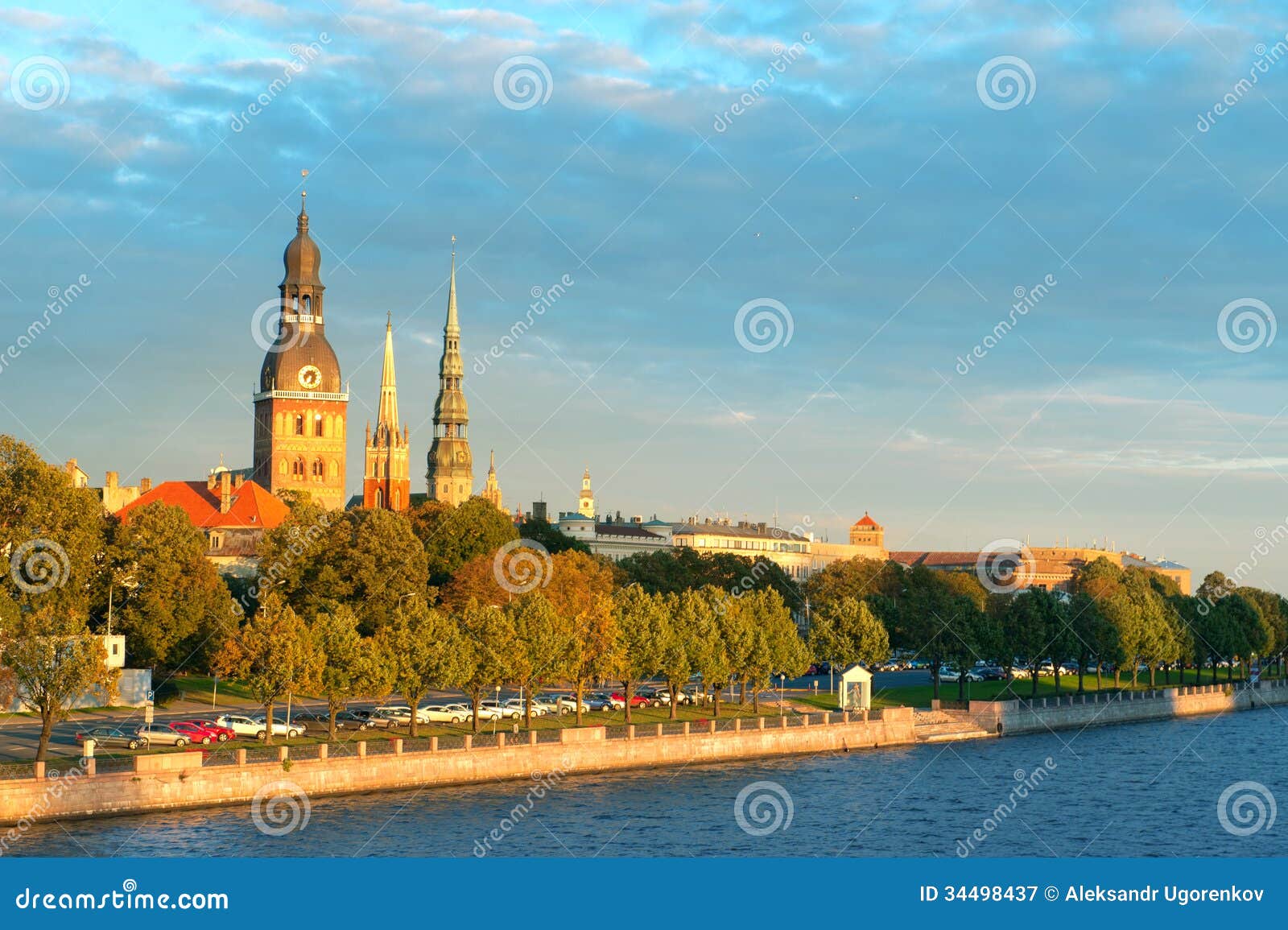 Old Town Riga and the Daugava River Stock Image - Image of church ...