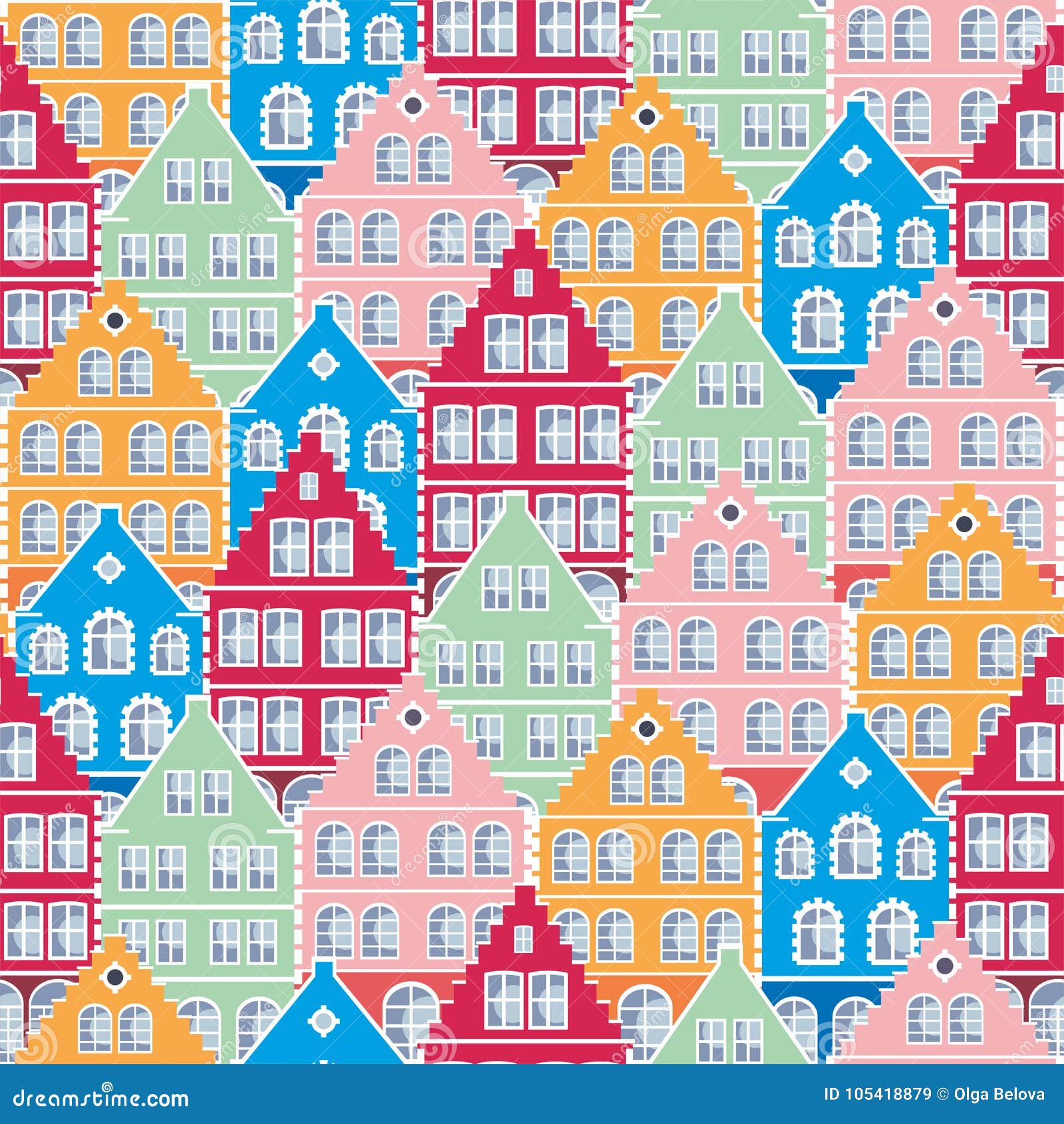 Old town seamless pattern stock vector. Illustration of seamless ...