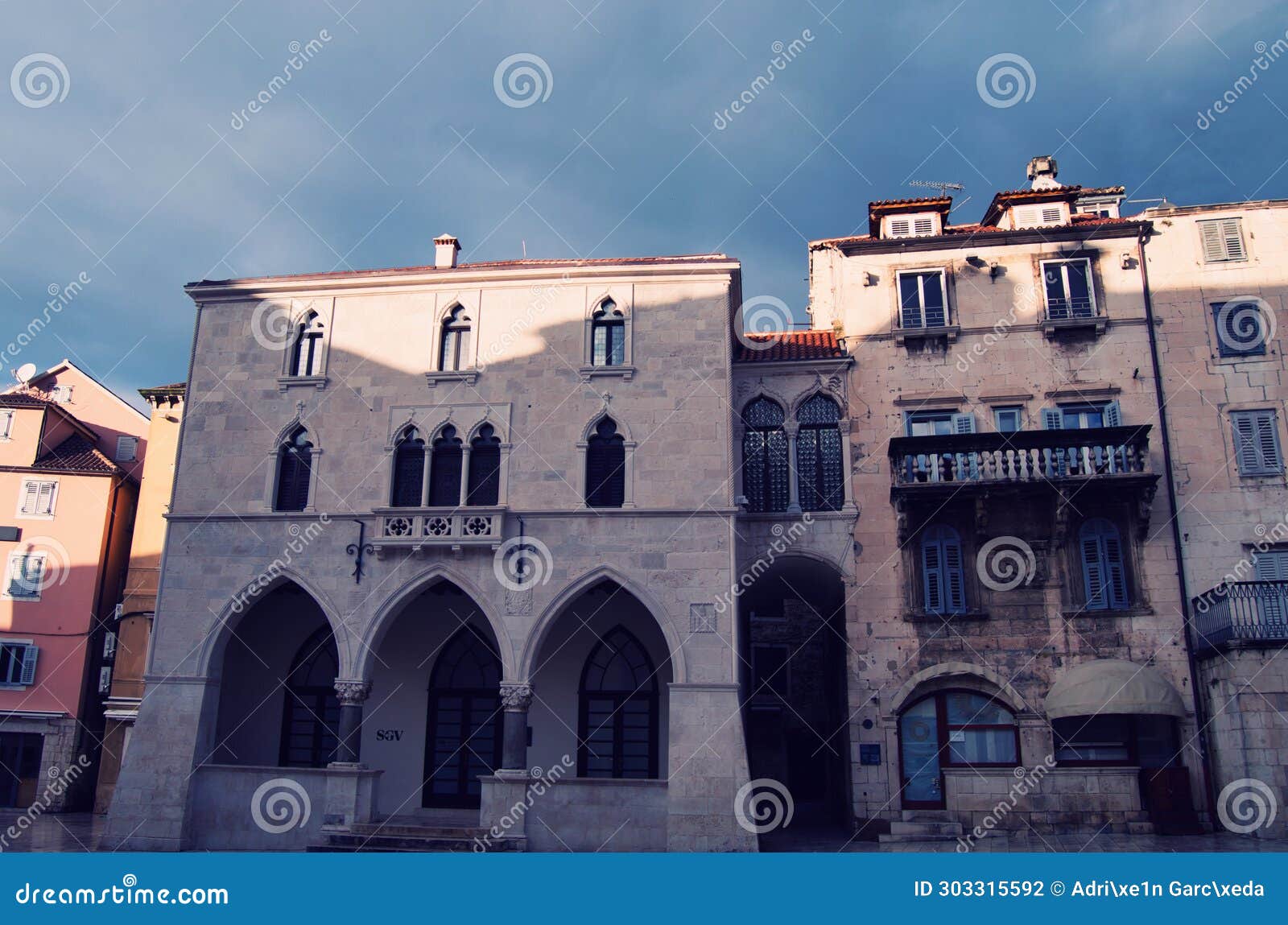 Old town of Split stock photo. Image of harbor, illuminated - 303315592