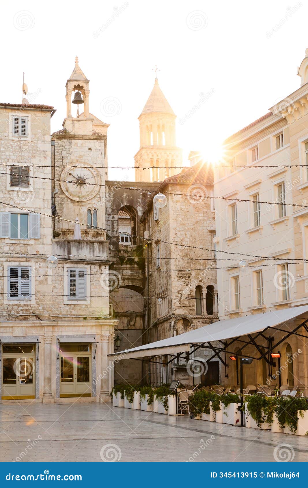 Old Town of Split City, Croatia Stock Illustration - Illustration of ...