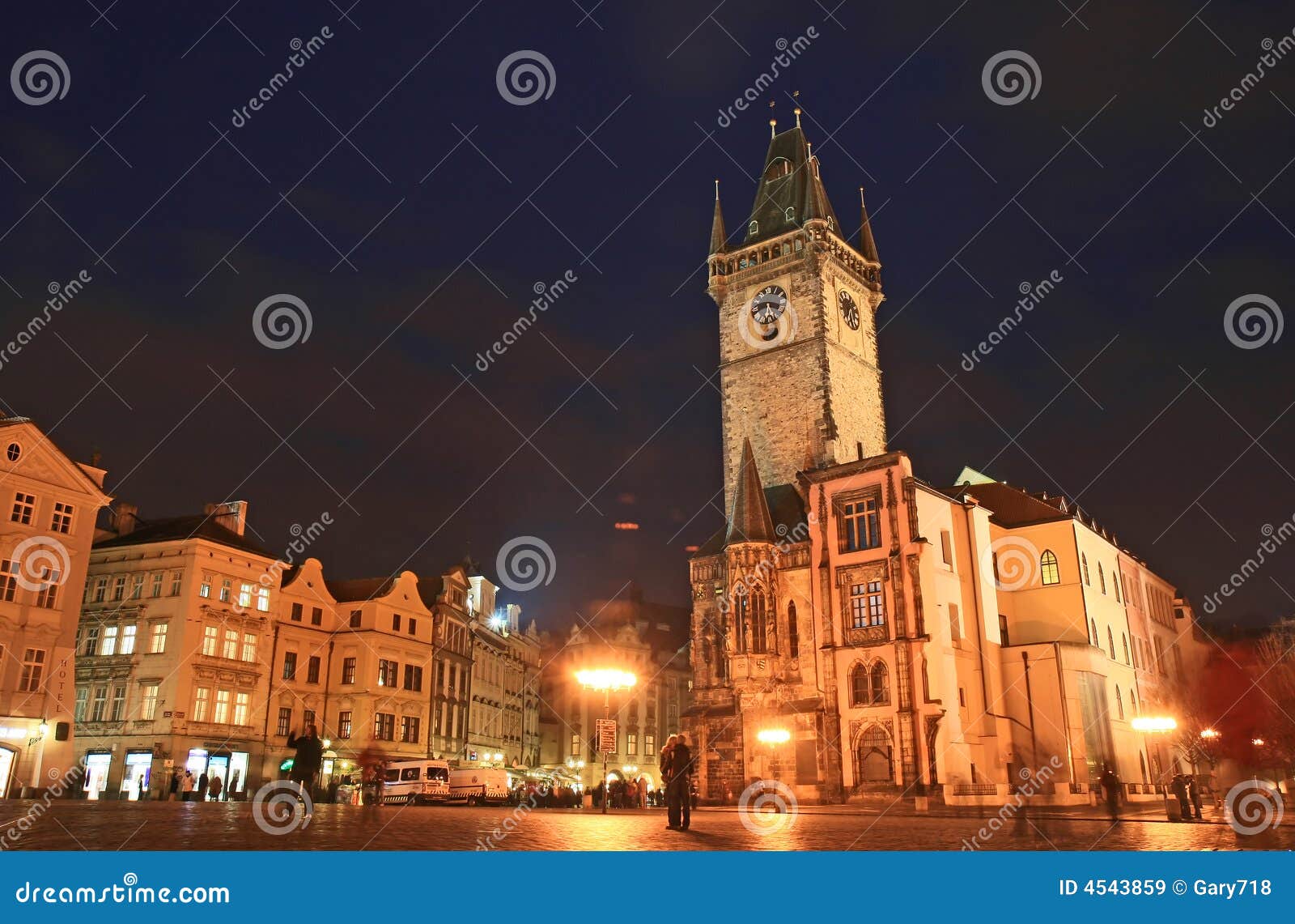 The Old Town Square at Night Stock Image - Image of historical ...