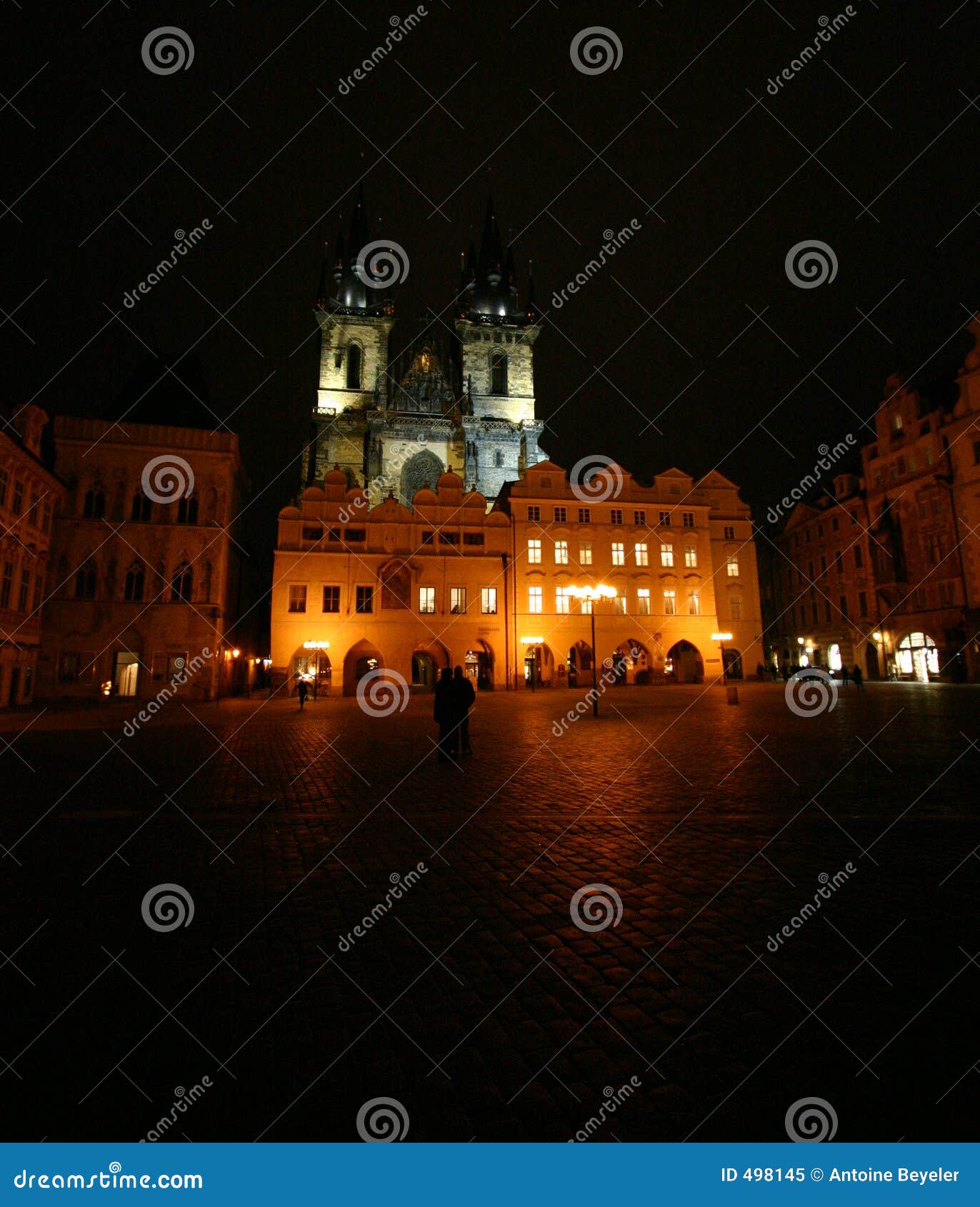 Old Town Square by night stock image. Image of paved, staromestske - 498145