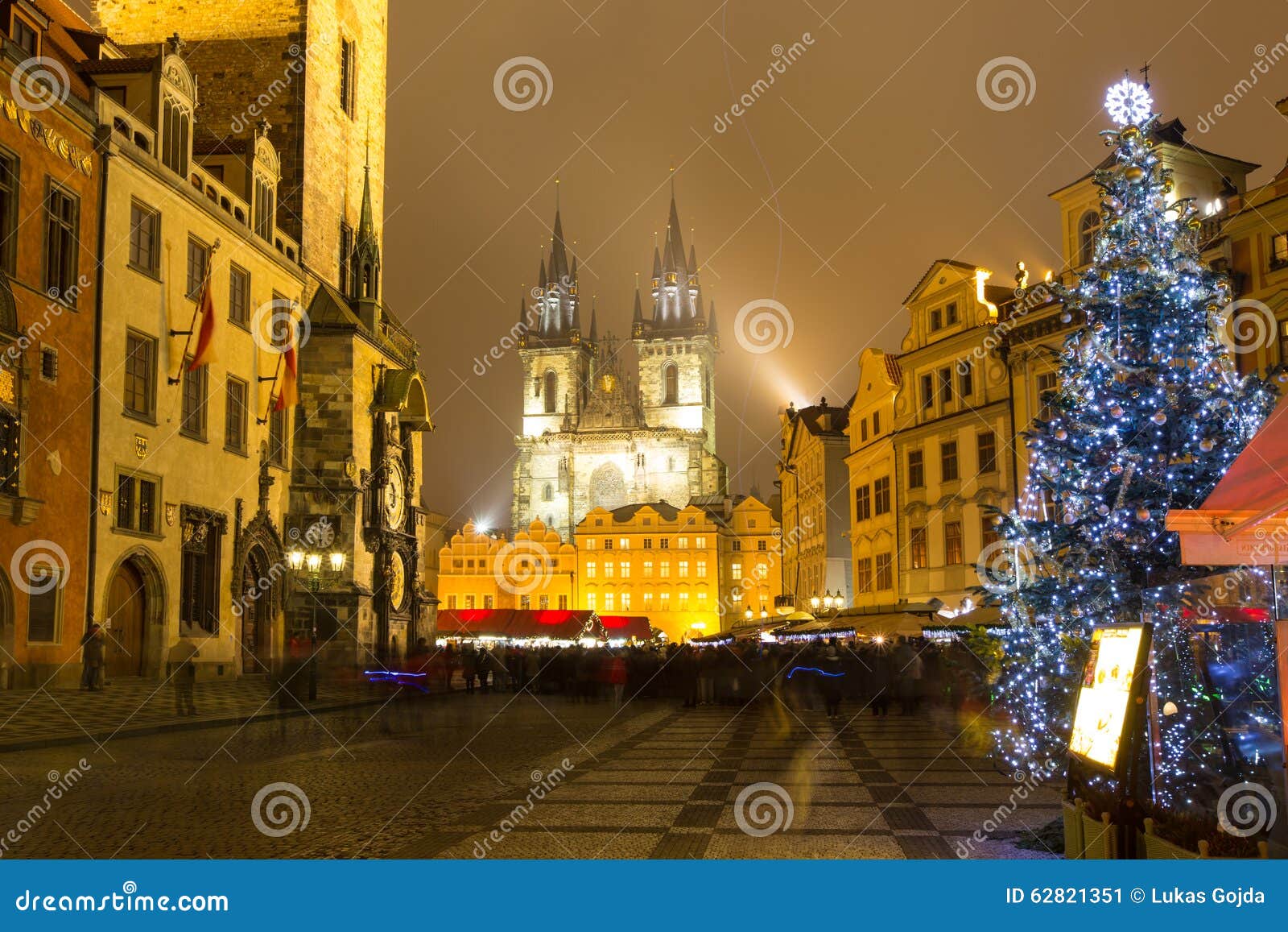 The Old Town Square in Prague at Winter Night Stock Image - Image of ...
