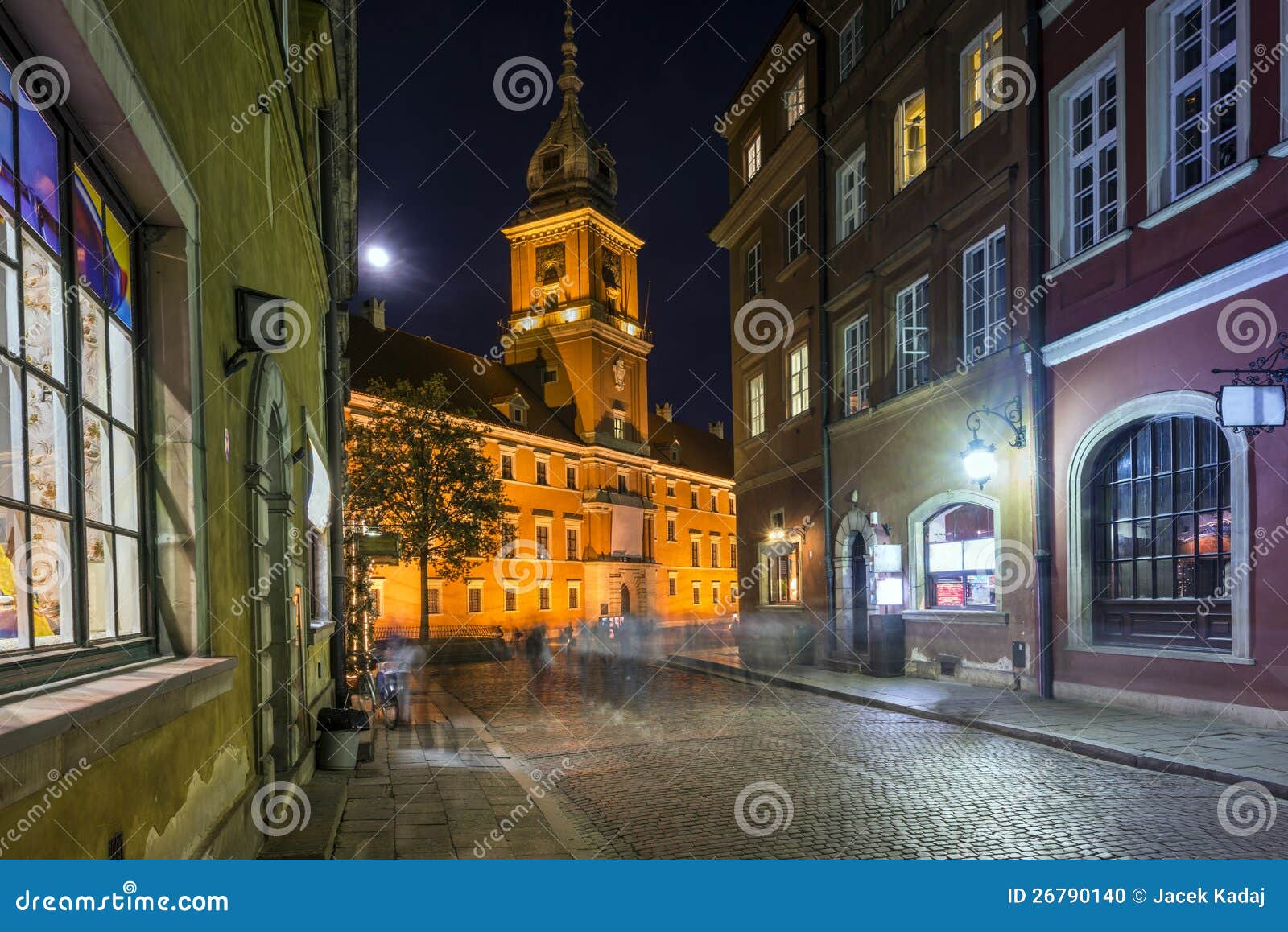 Old Town Street at Night in Warsaw Stock Photo - Image of heritage ...