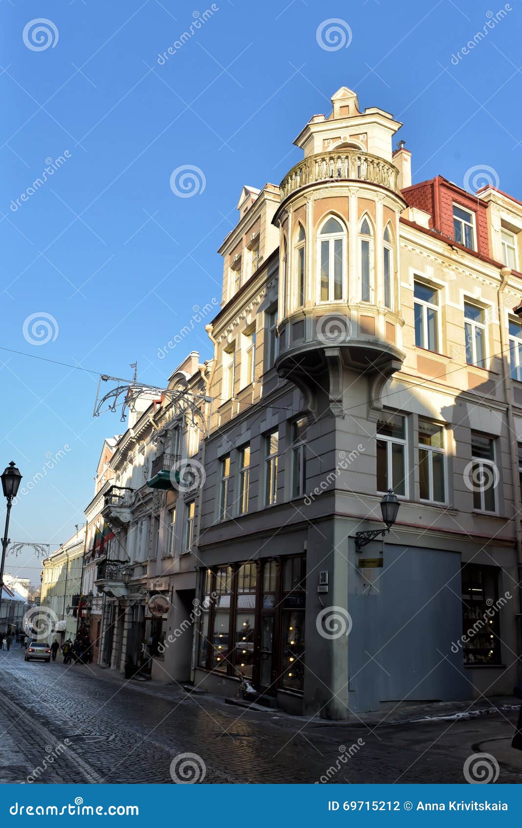 Old Town street in Vilnius editorial photography. Image of european ...