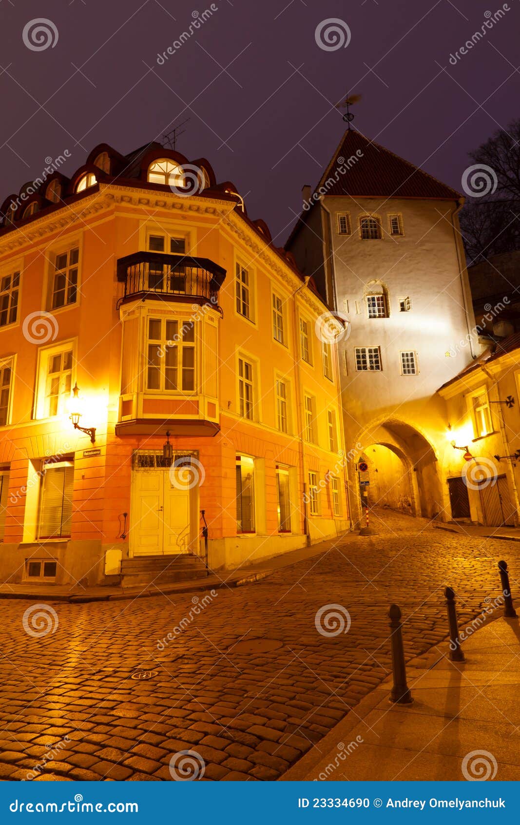 Old Town of Tallinn and Its Streets at Night Stock Photo - Image of ...