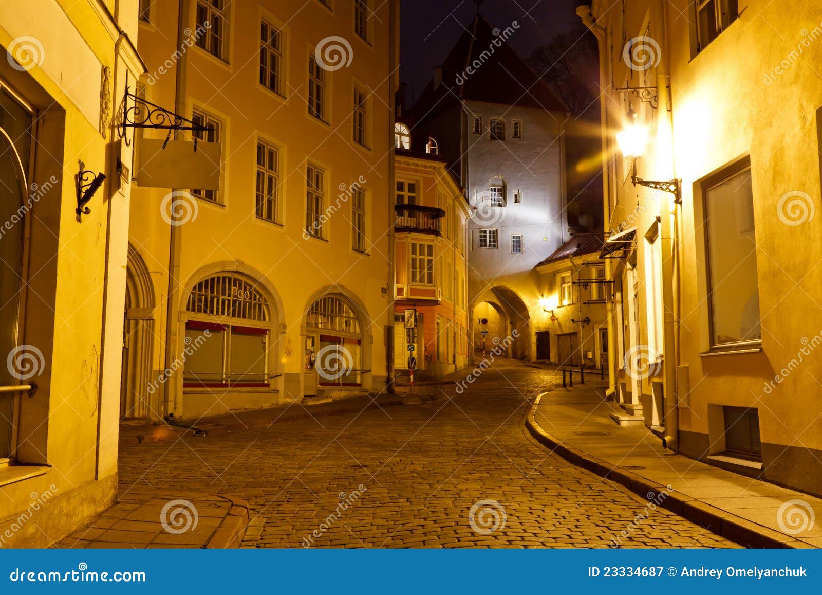 Old Town of Tallinn at Night, Estonia Stock Image - Image of city ...