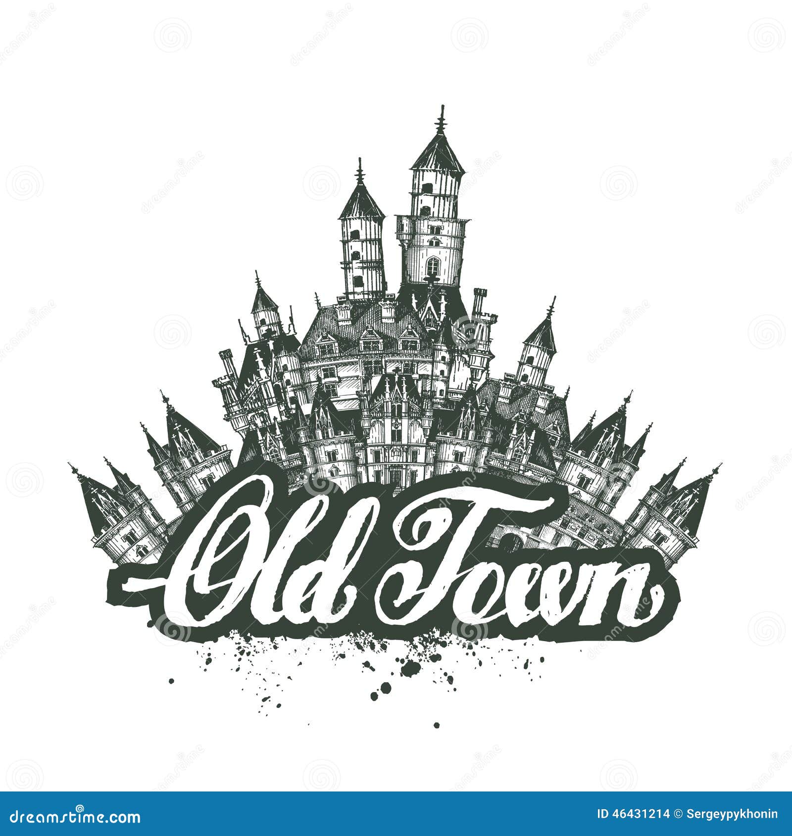 Old Town. Vector Illustration, Sketch, Artwork Stock Vector ...
