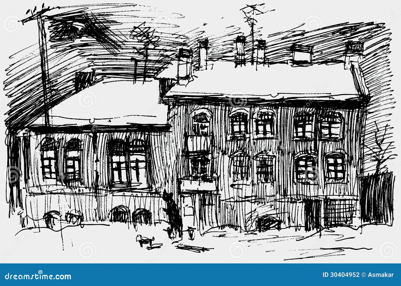 Old town stock vector. Illustration of antenna, winter - 30404952