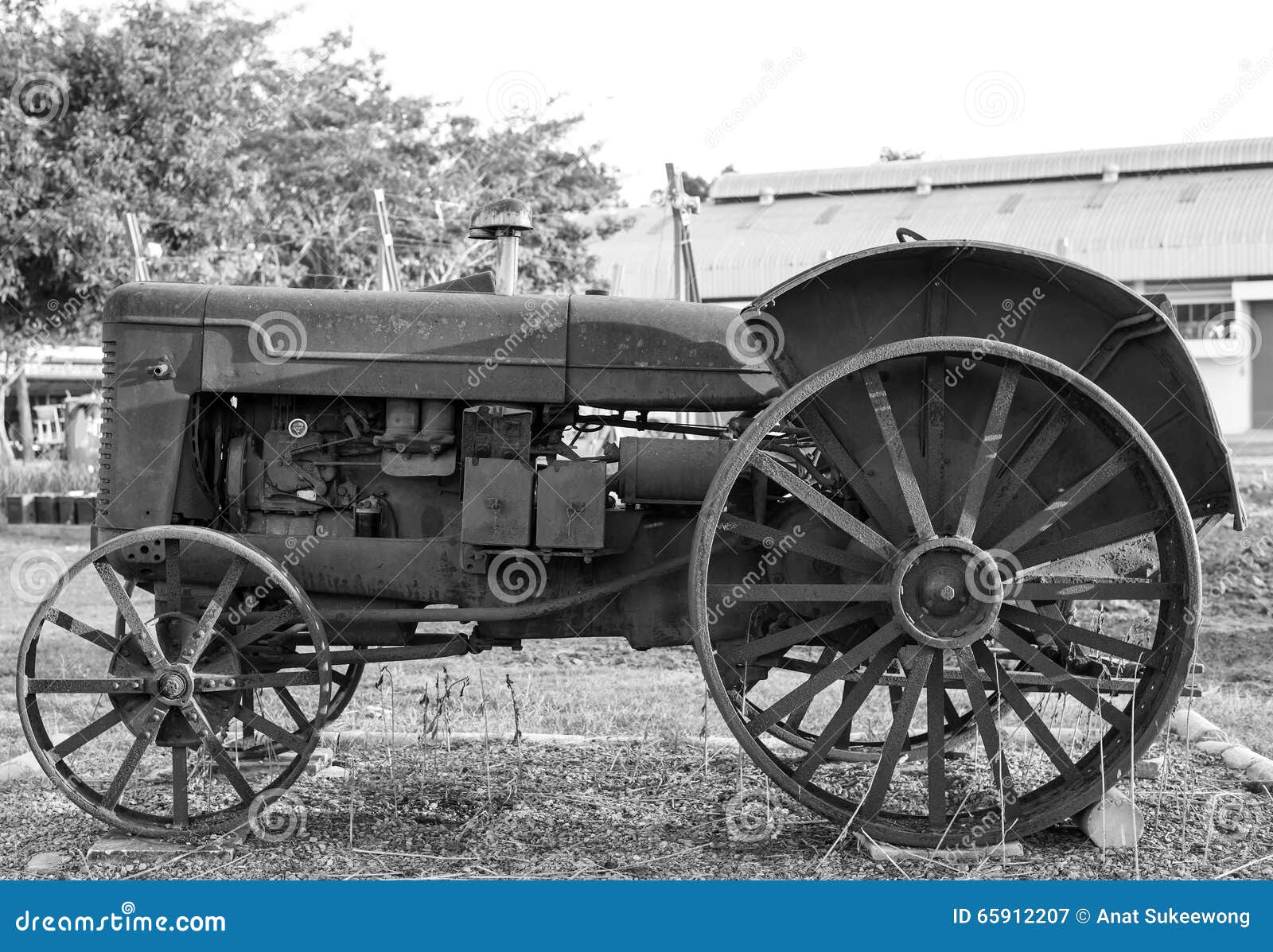 Old tractor stock image. Image of farming, primitive - 65912207