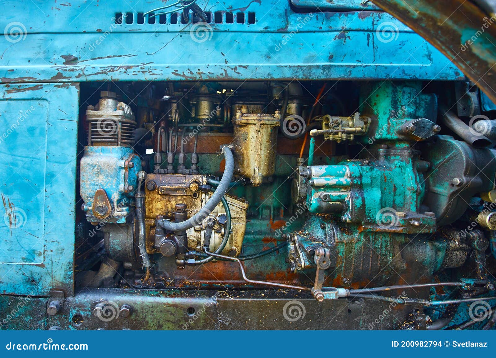 Old Tractor Automobile Engine, Background Stock Photo - Image of ...