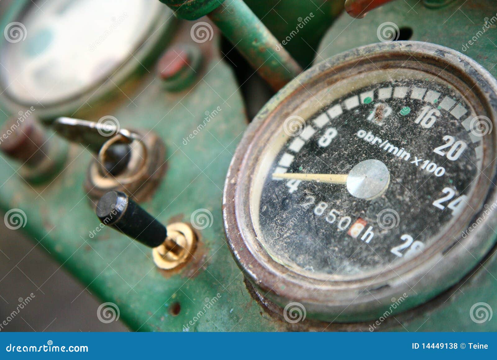 Old Tractor Dashboard. Vintage Farm Tools. Royalty-Free Stock Photo ...
