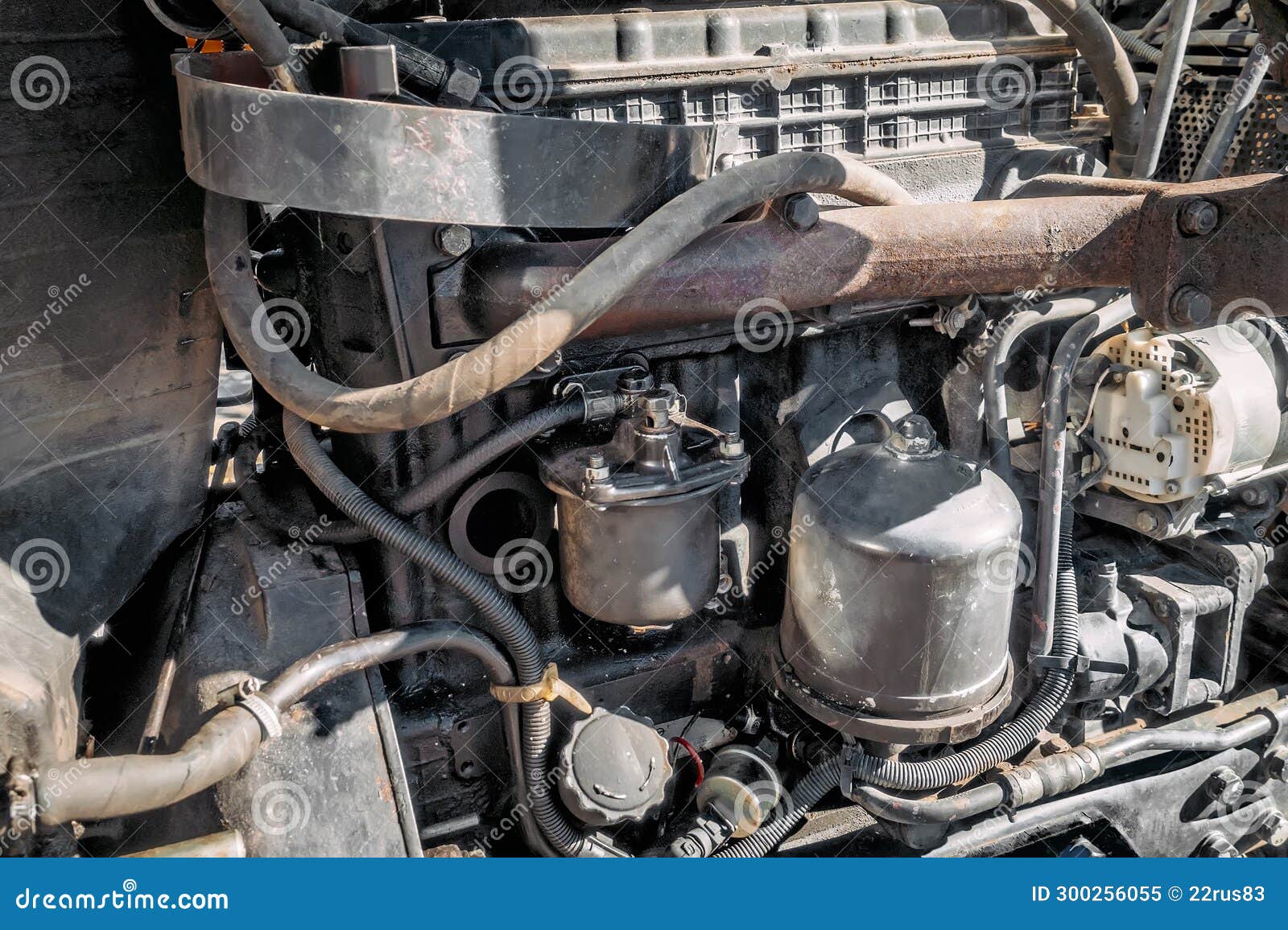 Old Tractor Engine Close-up. Worn Out Engine in Full Frame Stock Image ...