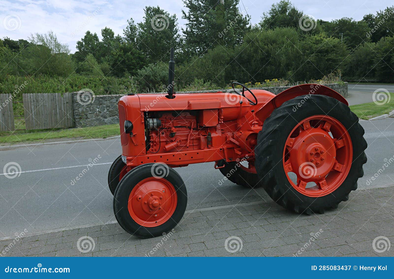 Old Tractor in the Field in Red. Stock Image - Image of english ...