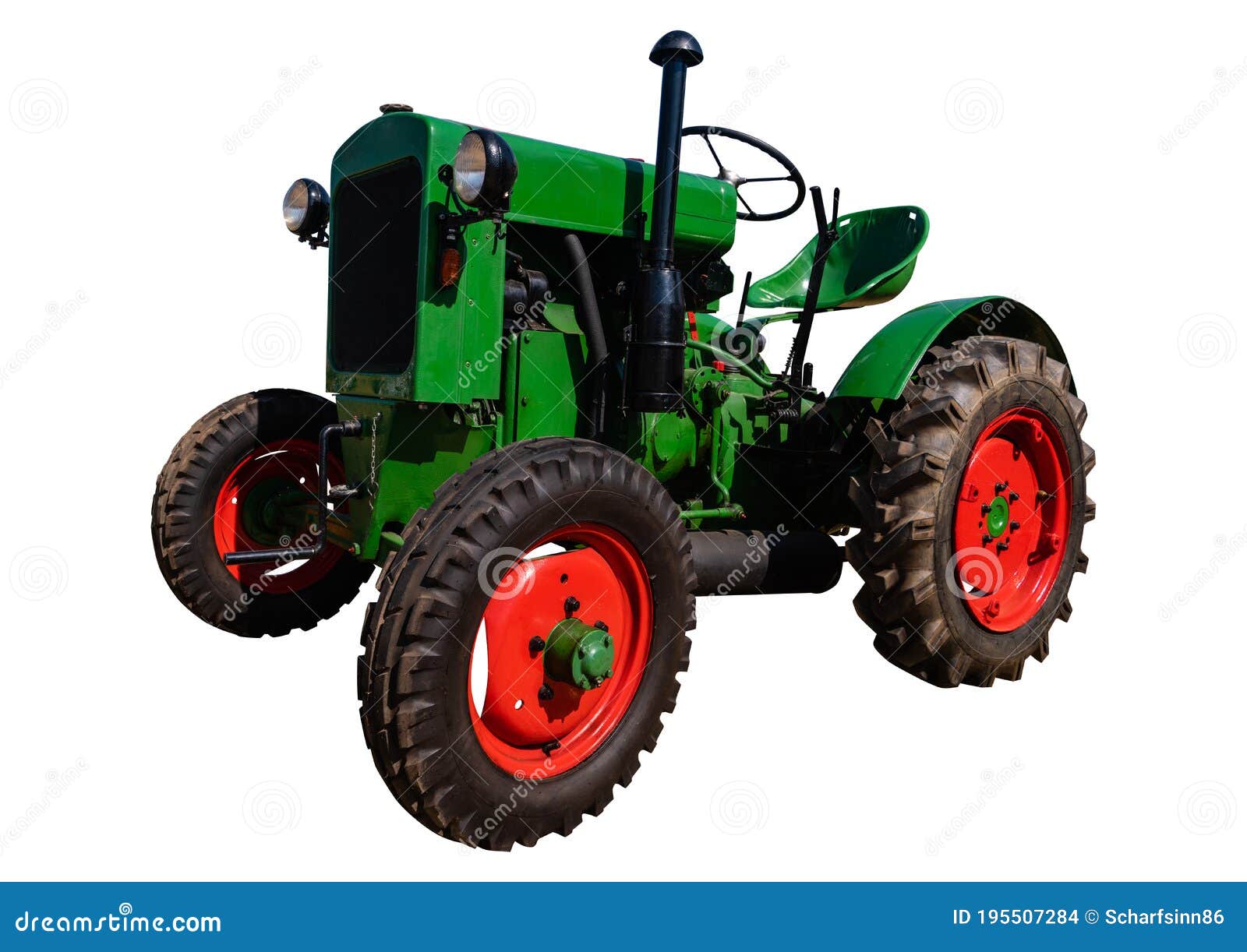 Old tractor isolated stock photo. Image of small, machine - 195507284