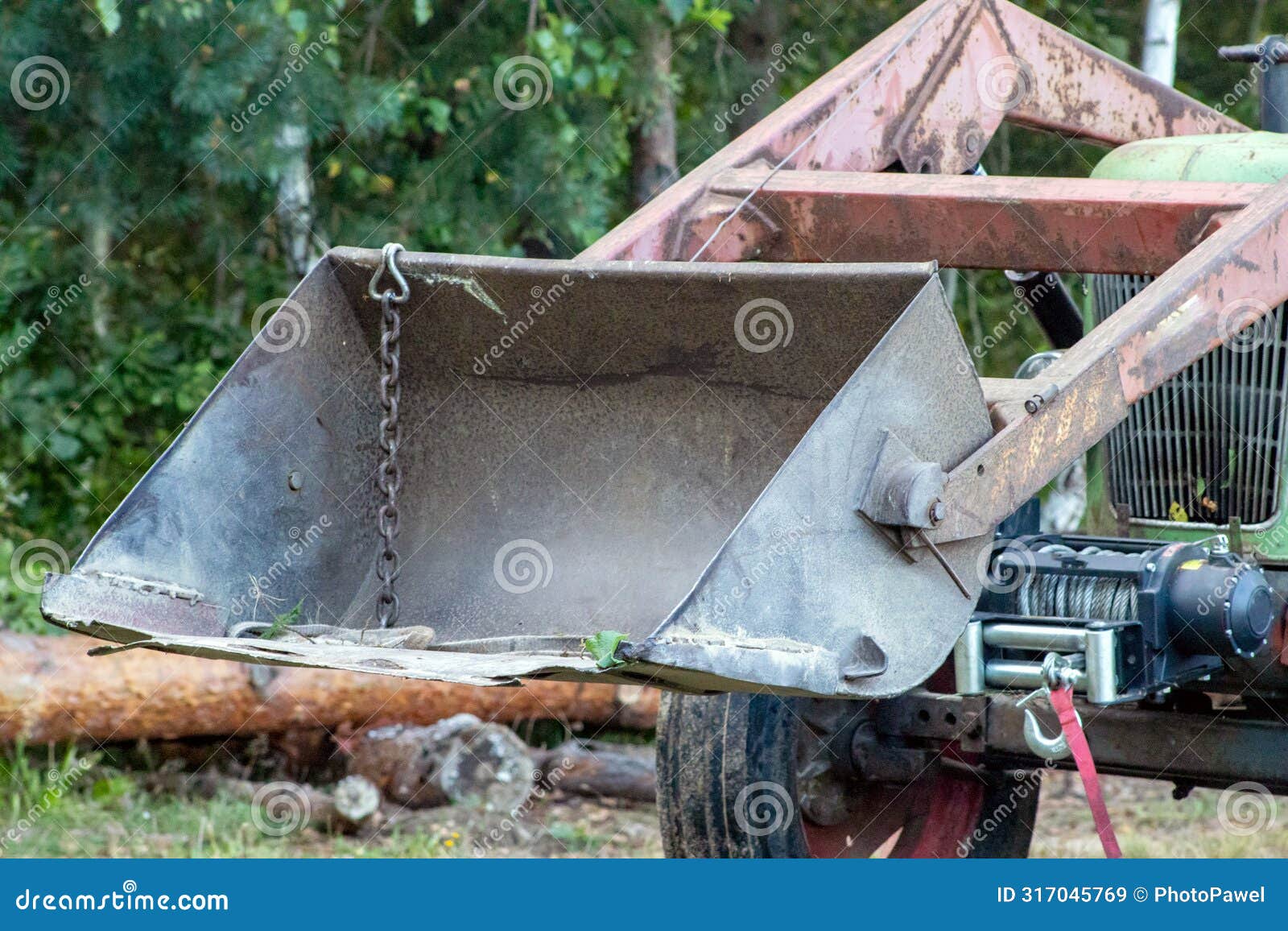 Old Tractor Loader. Front View of Rusty Loader Stock Image - Image of ...