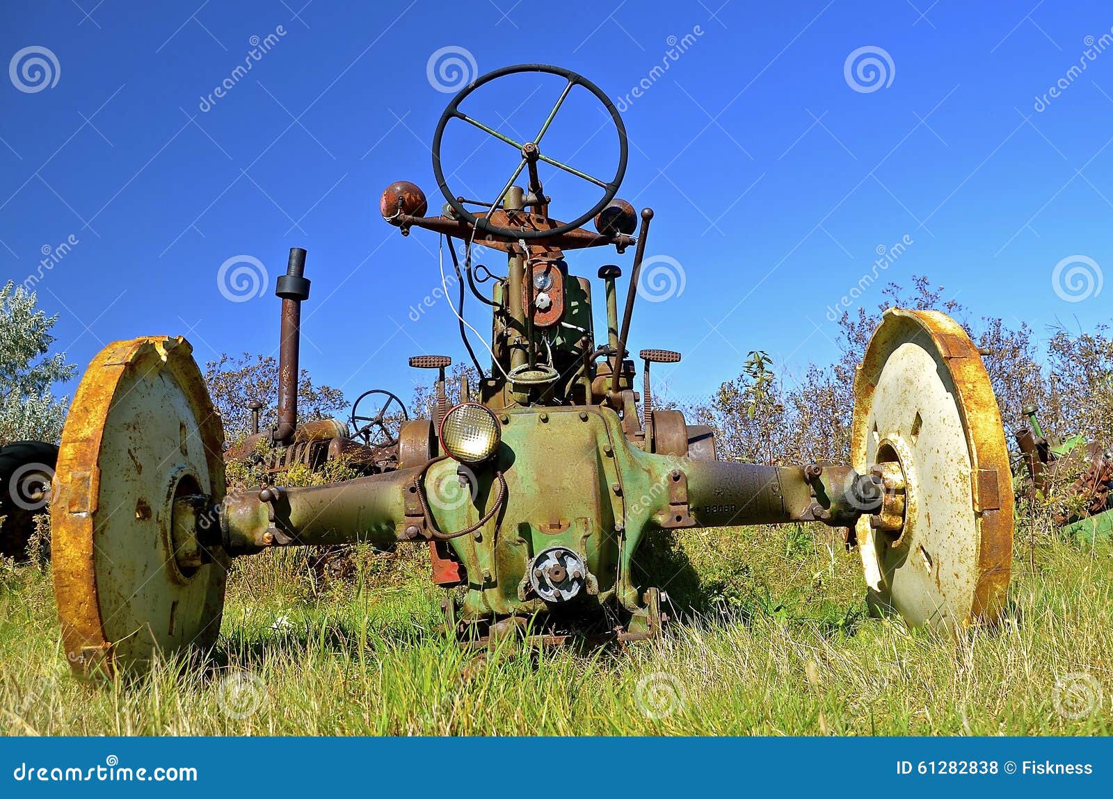 Old tractor missing tires stock photo. Image of junk - 61282838