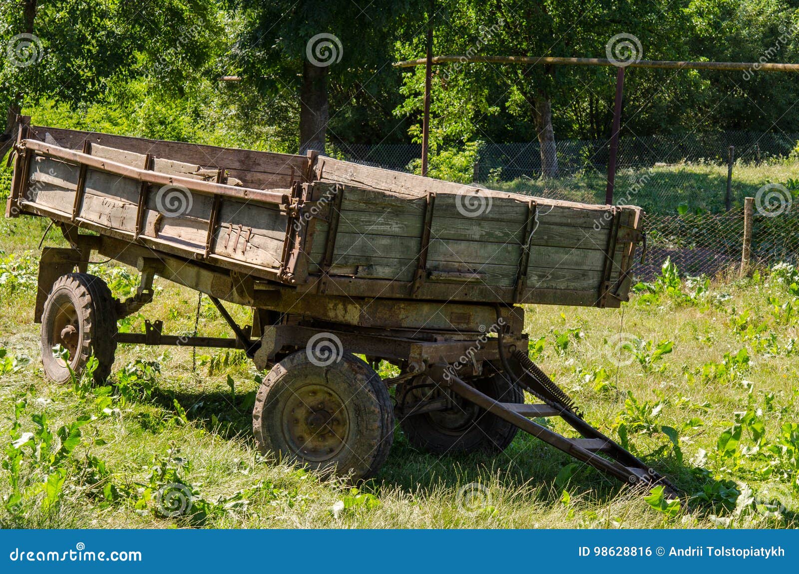 Old tractor trailer stock photo. Image of village, outdated - 98628816