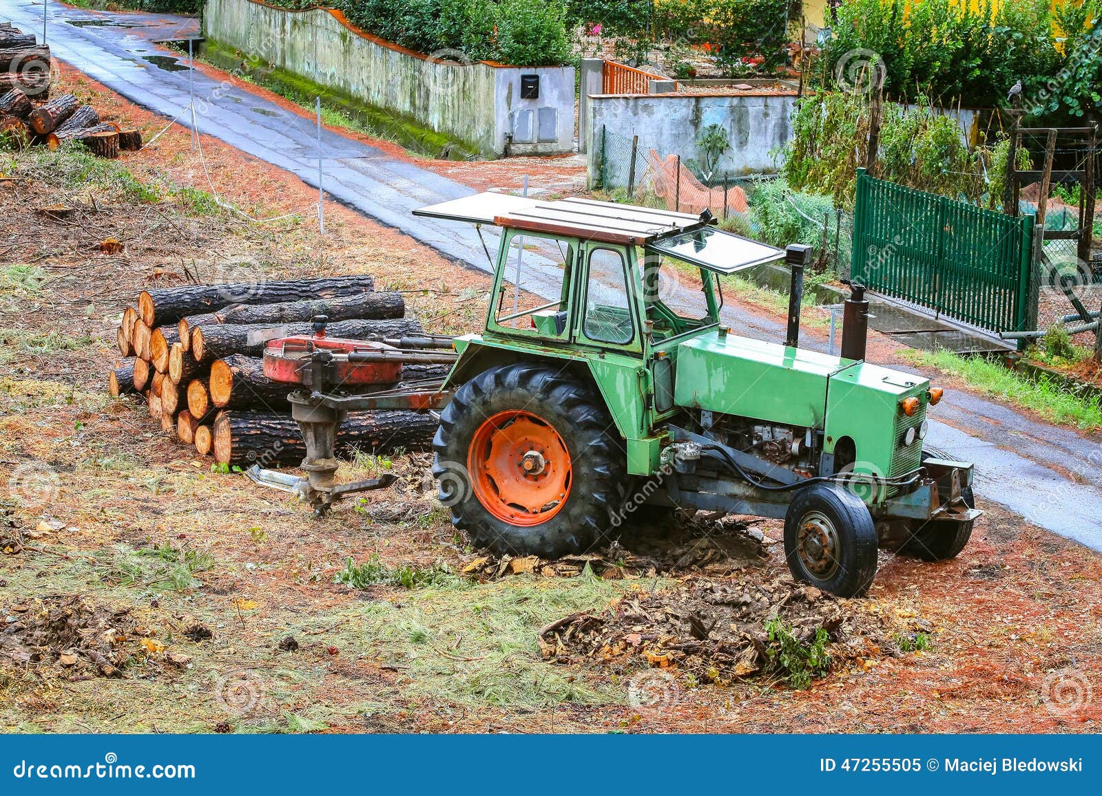 Old Tractor Used in a Timber Industry Stock Image - Image of forest ...