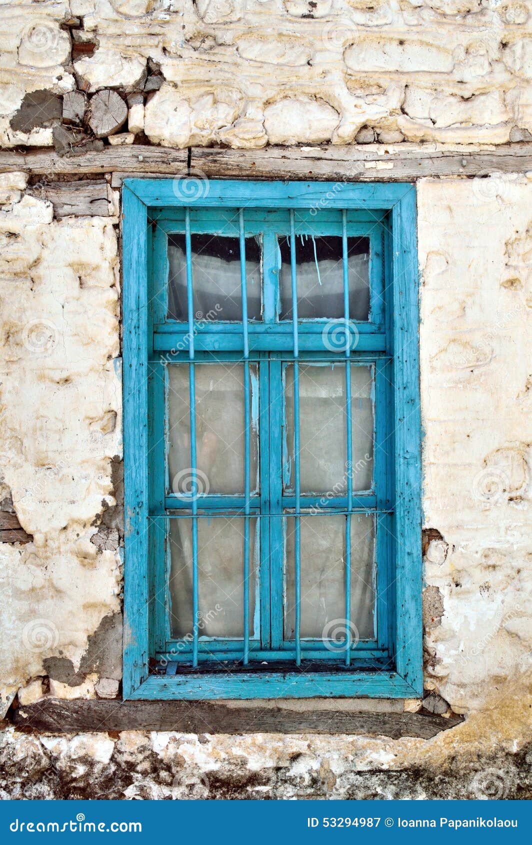 Old Traditional Blue Window Stock Image - Image of grunge, detail: 53294987
