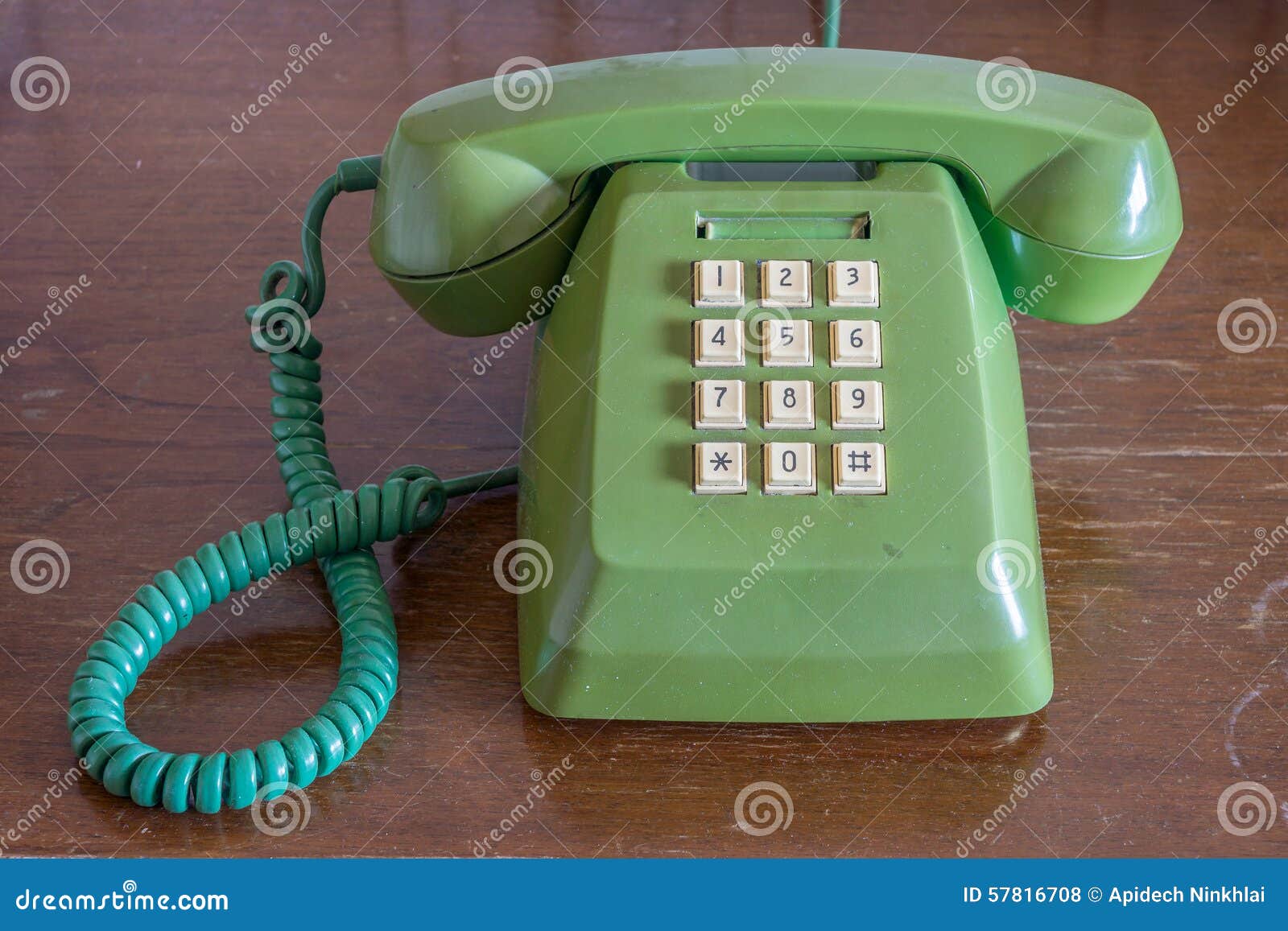 Old Traditional Landline Telephone on Wooden Table Stock Photo - Image ...