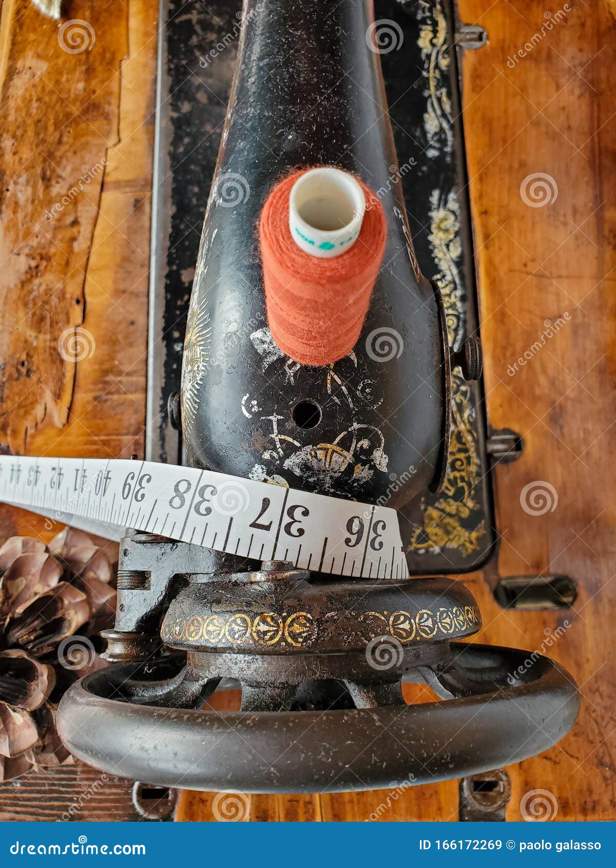 Old Traditional Vintage Sewing Machine, Ancient Working Instruments ...