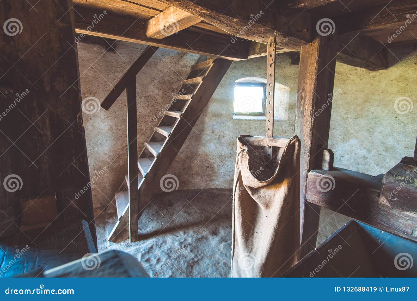 Old Traditional Windmill Interior Stock Image - Image of milling, stone ...