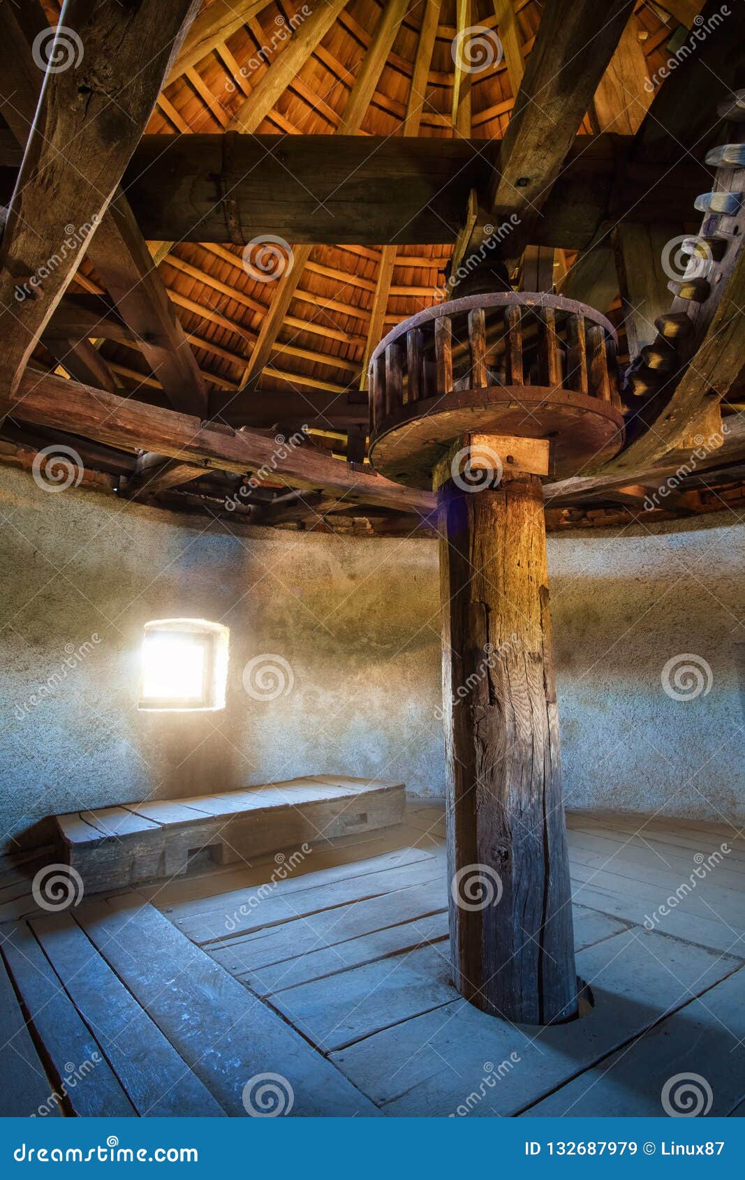 Old Traditional Windmill Interior Stock Image - Image of architecture ...