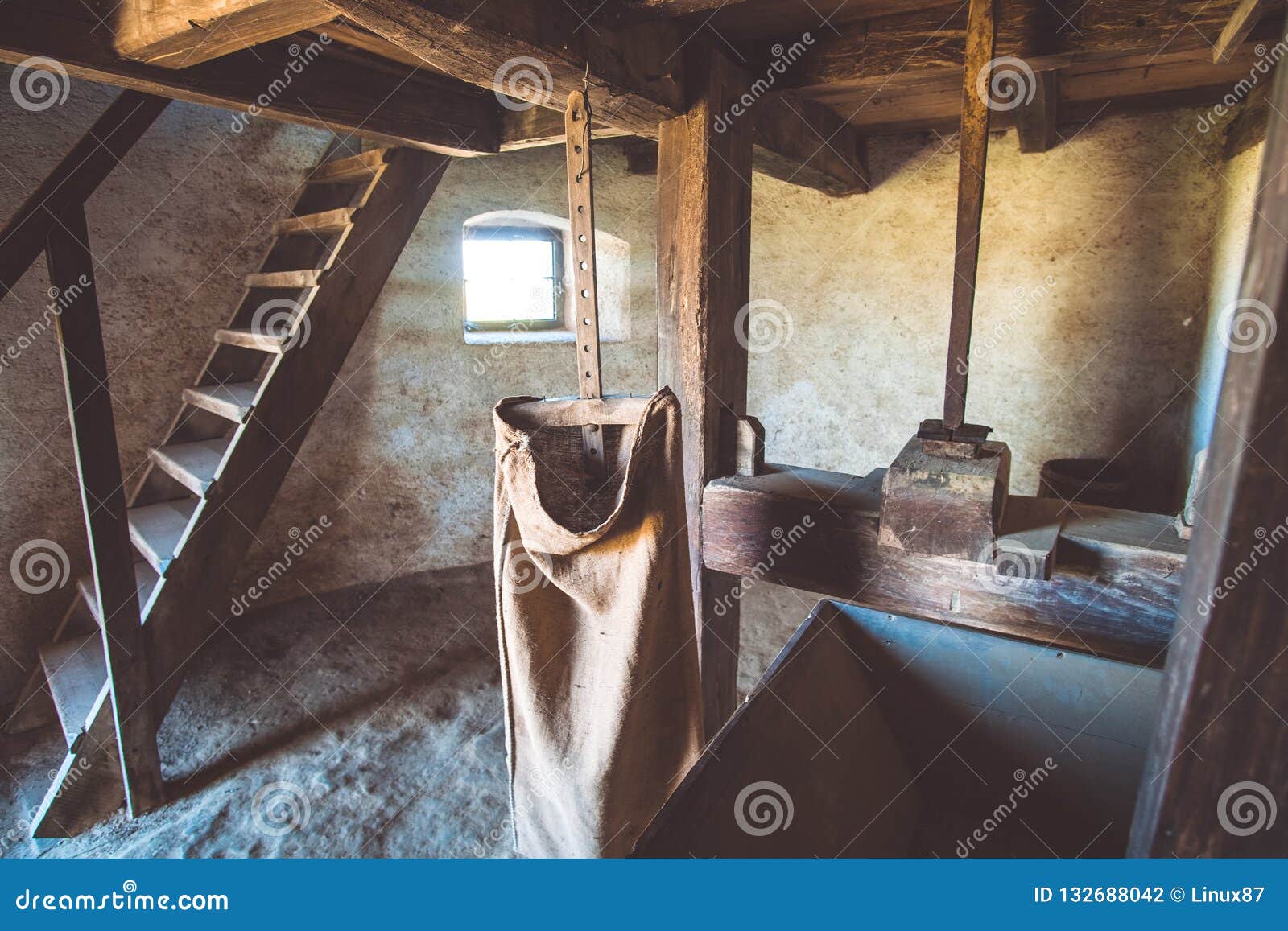 Old Traditional Windmill Interior Stock Photo - Image of millstone ...