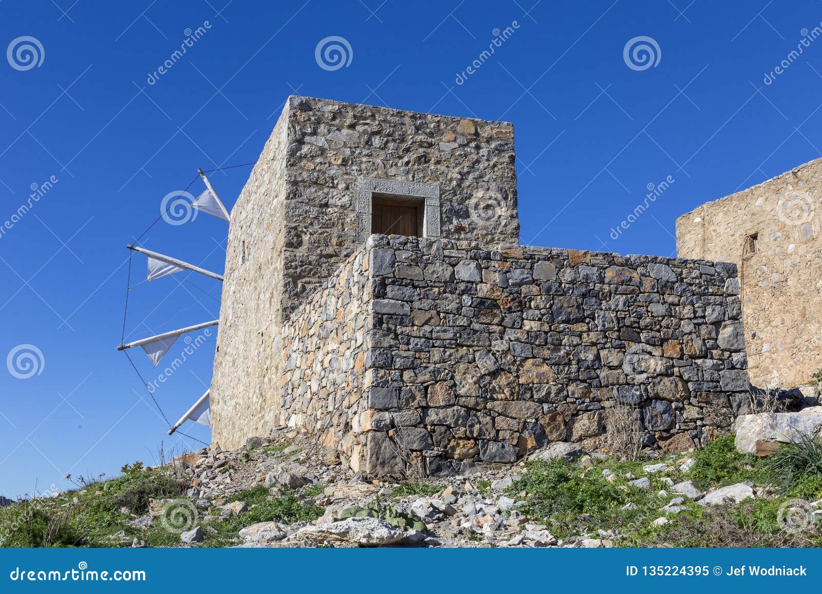Old Traditional Windmill in Mountain. Crete, Greece Editorial Image ...
