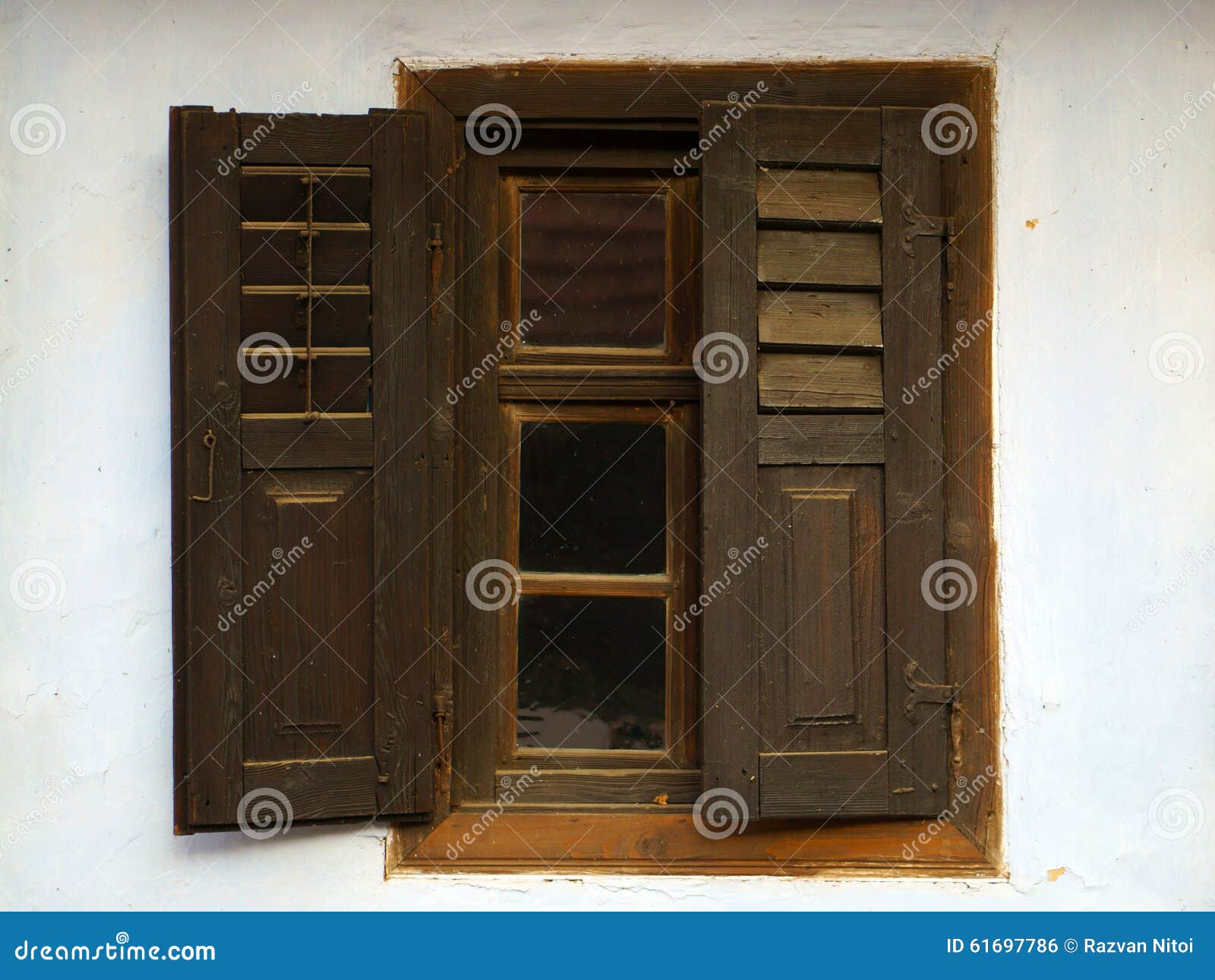 Old traditional window stock photo. Image of wooden, blinds - 61697786