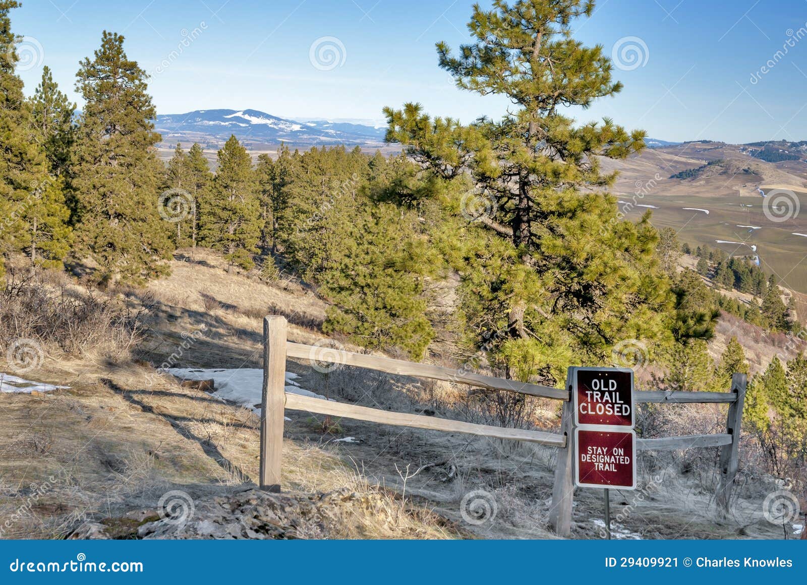Old Trail Closed Sign in the Forest Stock Image - Image of blue ...