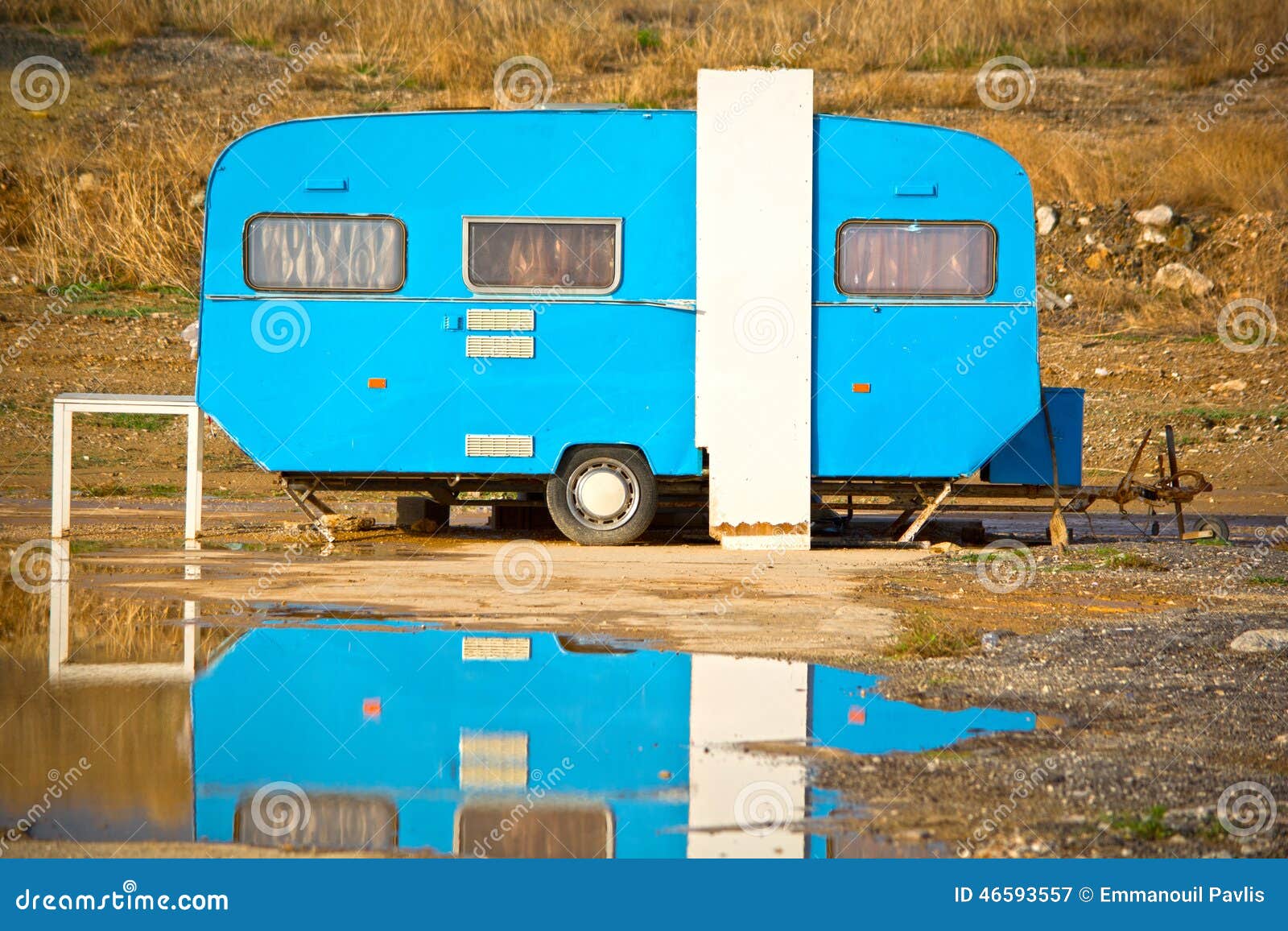 Old trailer caravan stock image. Image of move, blue - 46593557