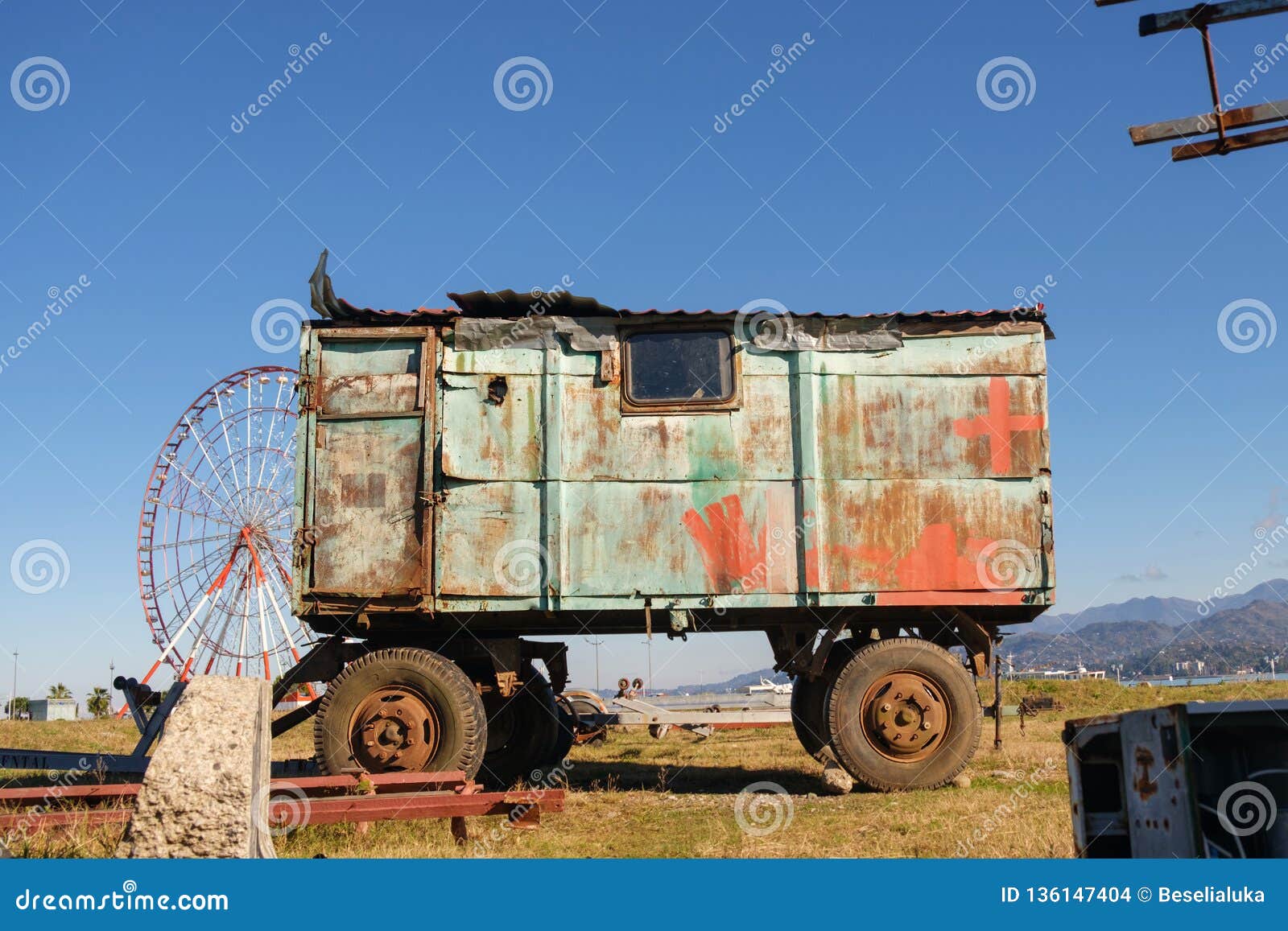 Old trailer stock photo. Image of empty, travel, ferris - 136147404