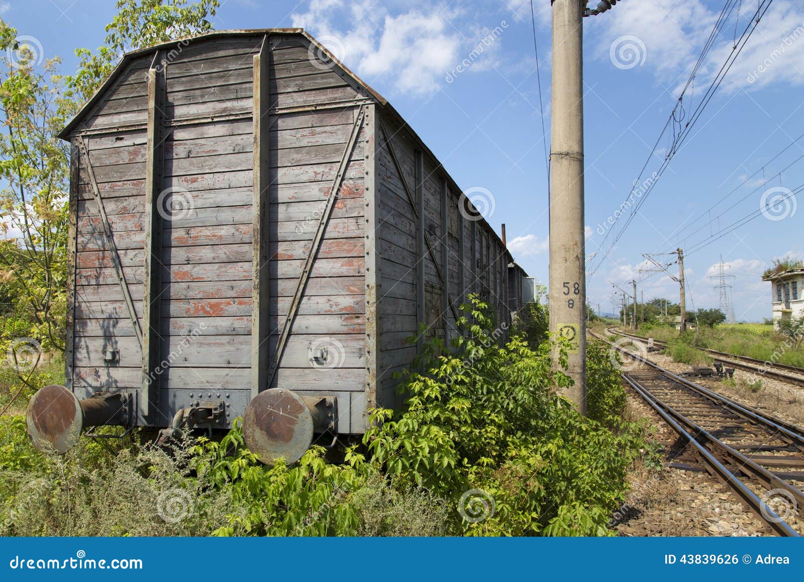 Old Cargo Train Cart Abandoned on a Disused Train Line Stock Photo ...