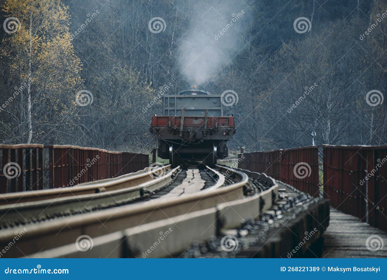 An Old Train is Going Along the Track Stock Image - Image of puffing ...