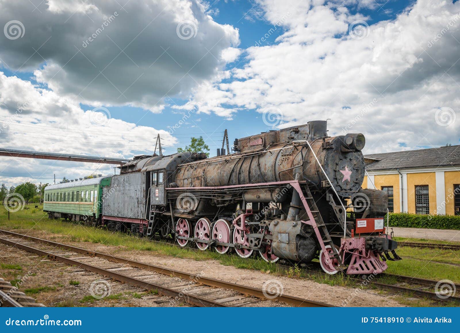 Old Train at Gulbene Train Station in Gulbene, Latvia Editorial Image ...