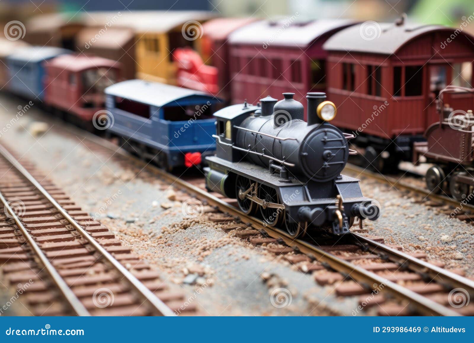 Old Train Models Arranged on a Railway Setup Stock Image - Image of ...