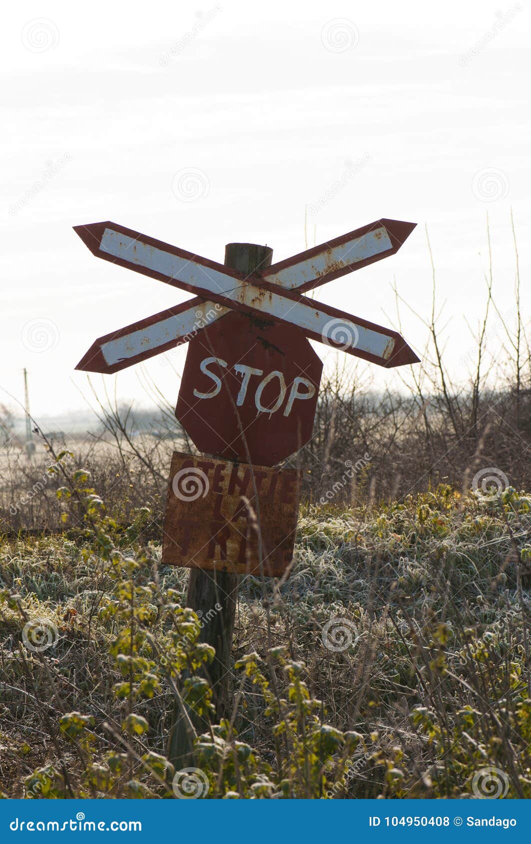 Old train passing sign stock photo. Image of sign, security - 104950408