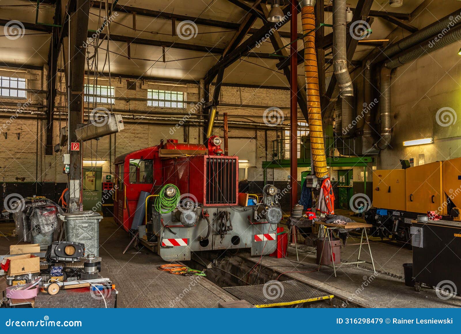 Old Train for Repair in the Service Hall Editorial Stock Image - Image ...