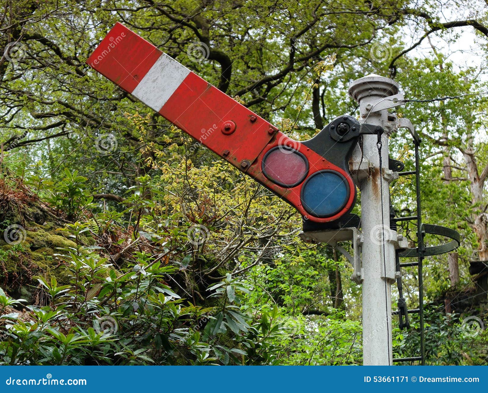 Old Train Semaphore in Forest Stock Image - Image of forest, trees ...