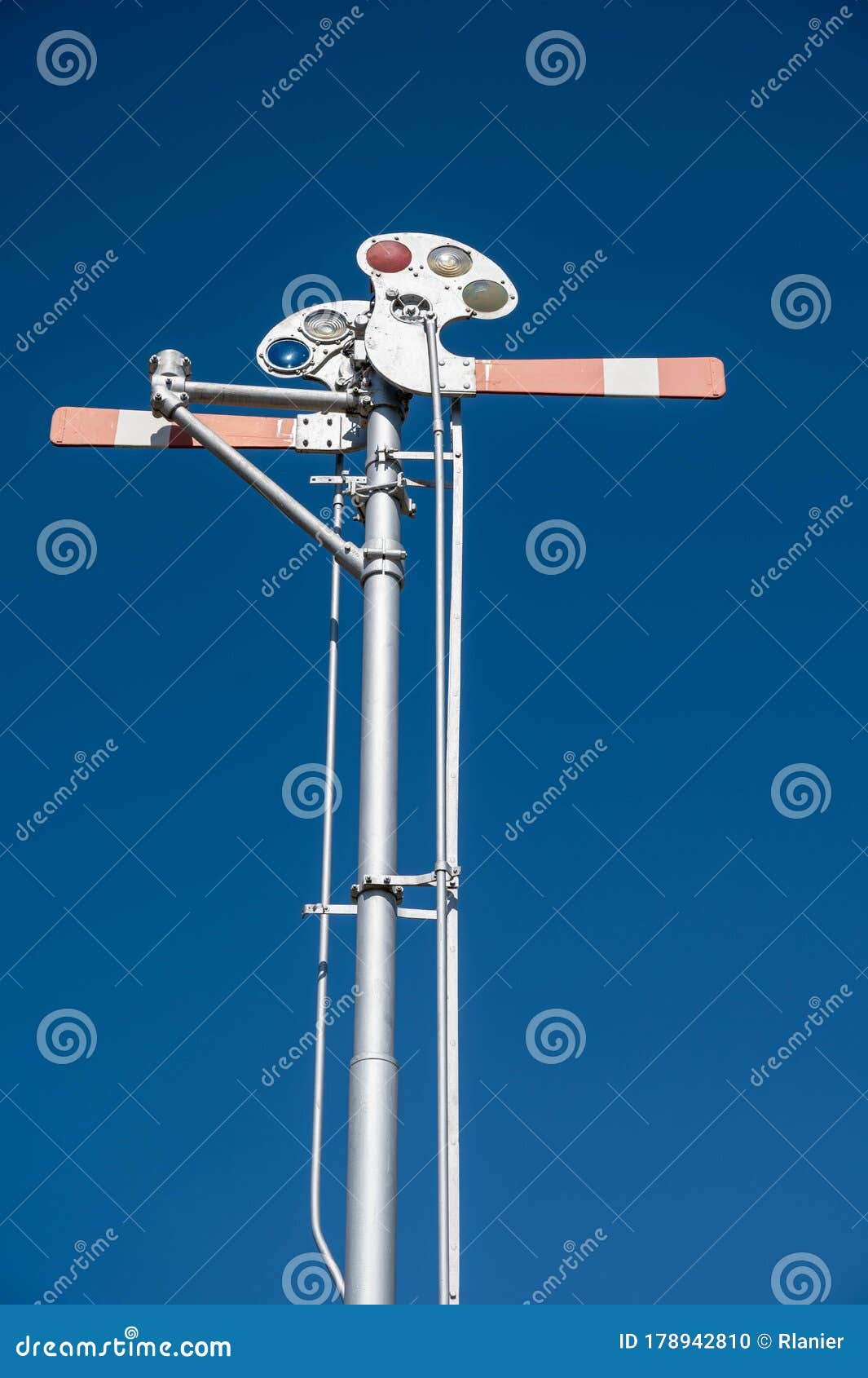 Old Train Signal Tower with Flags Stock Photo - Image of vintage, stop ...