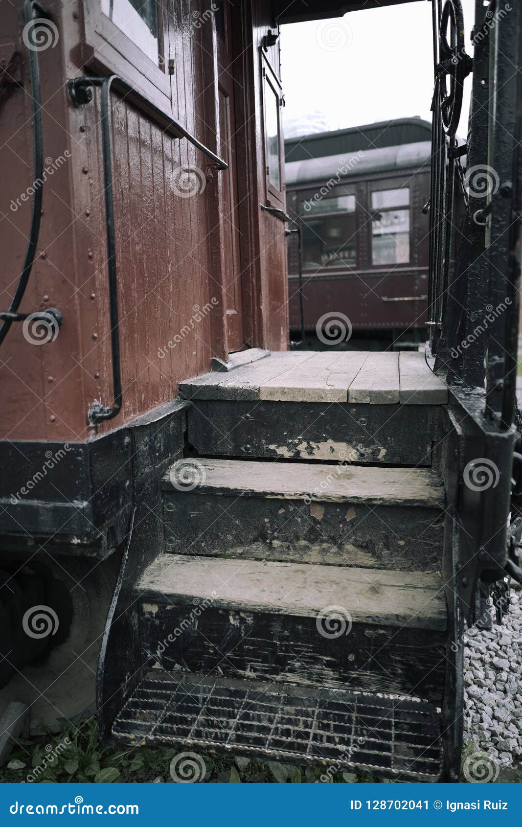 Old train stairs stock image. Image of train, green - 128702041