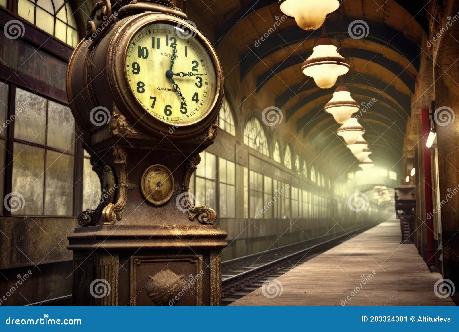 Old Train Station Clock with Roman Numerals Stock Image - Image of ...