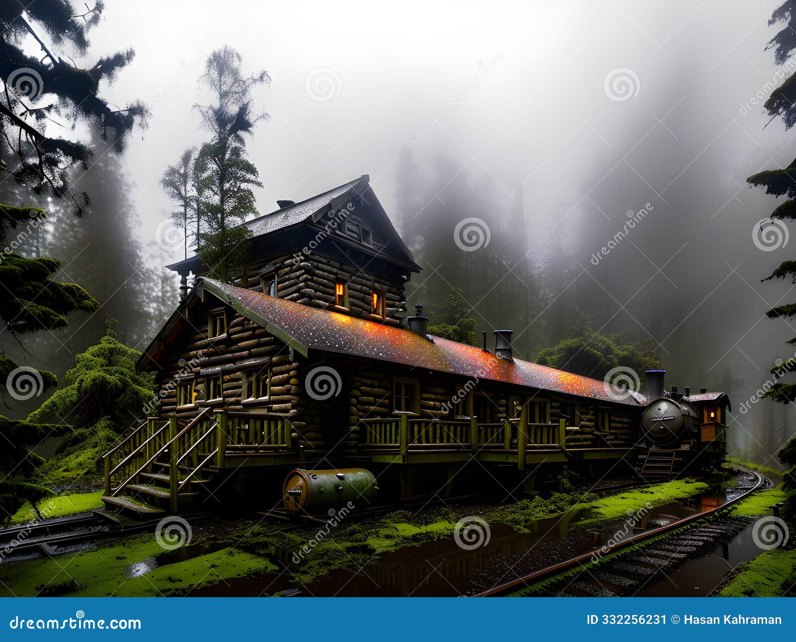 Old Train Station, in the Forest, Steam Train in the Forest Stock Image ...