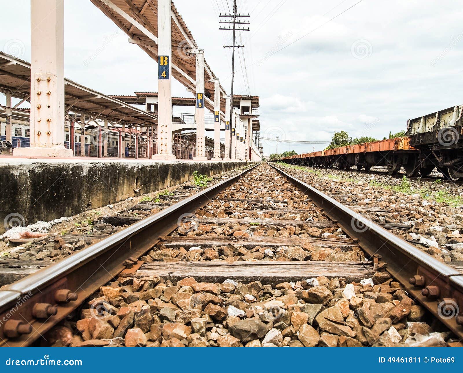 Old Train Station with Rails Stock Image - Image of traveler, outdoor ...