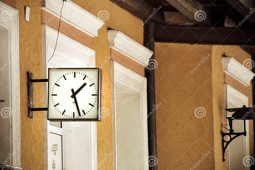 Old Train Station in a Small Town with a Clock Waiting for a Train ...